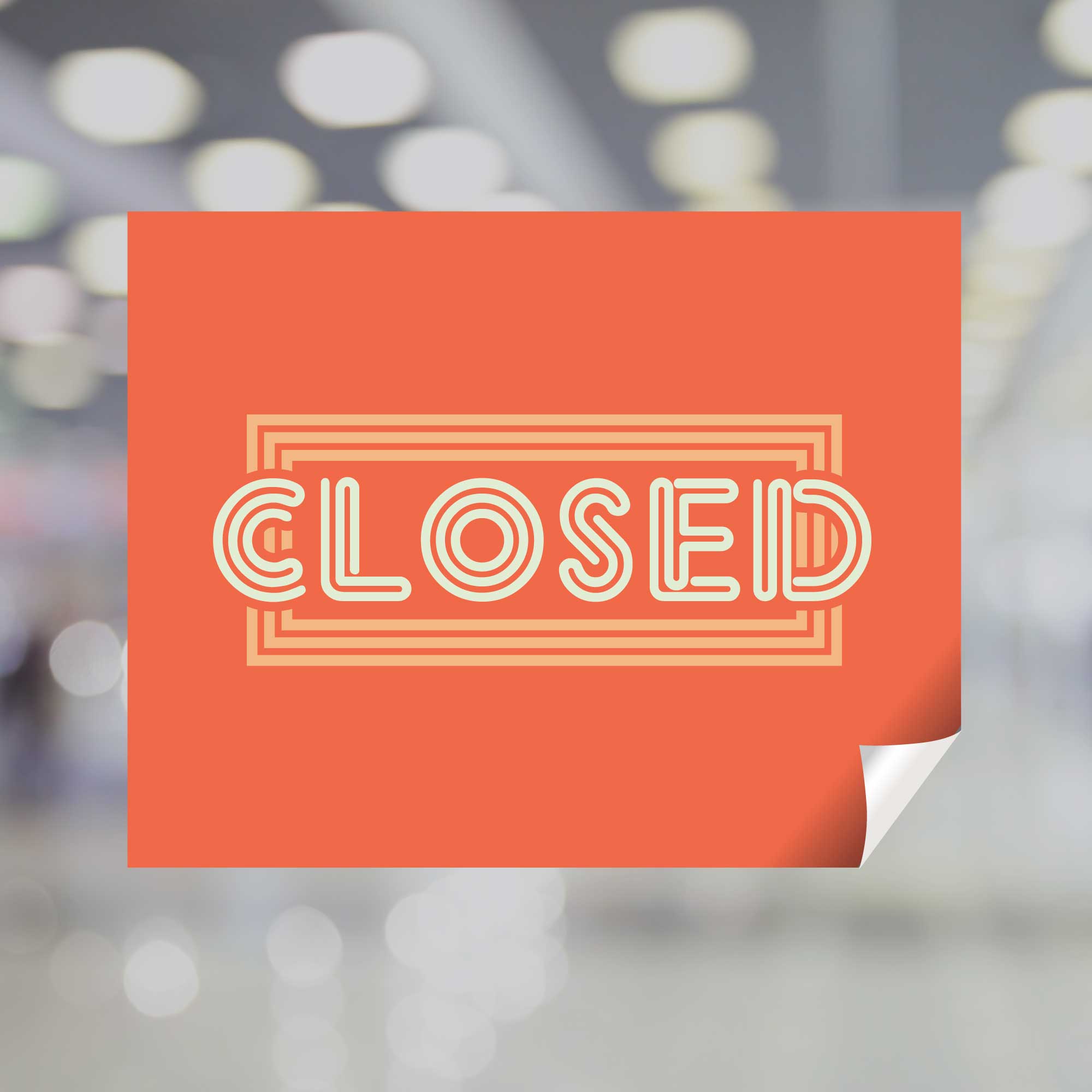 Orange "Closed” Window Decal | Plum Grove