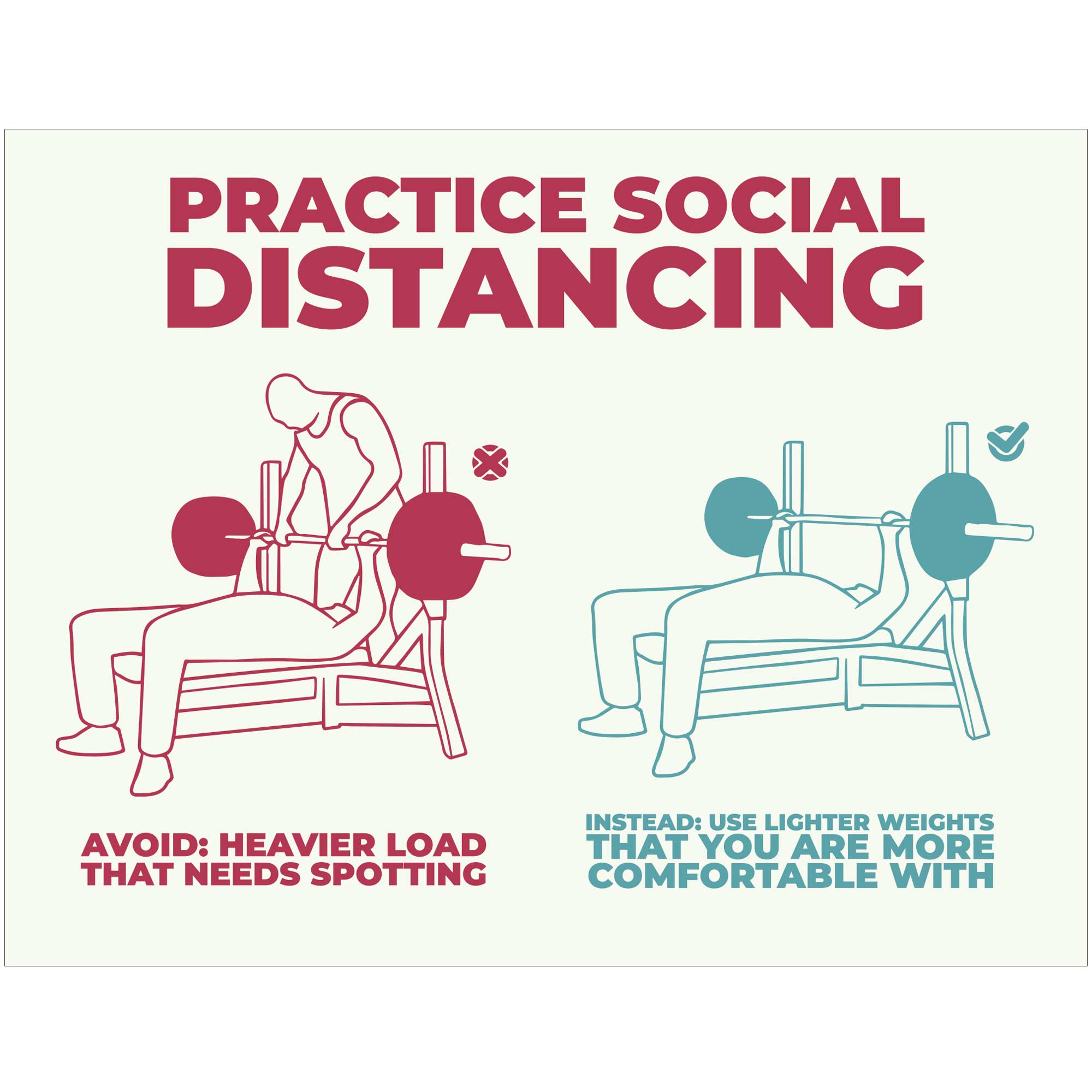 "Practice Social Distancing" For Spotters At Gyms Poster | Plum Grove