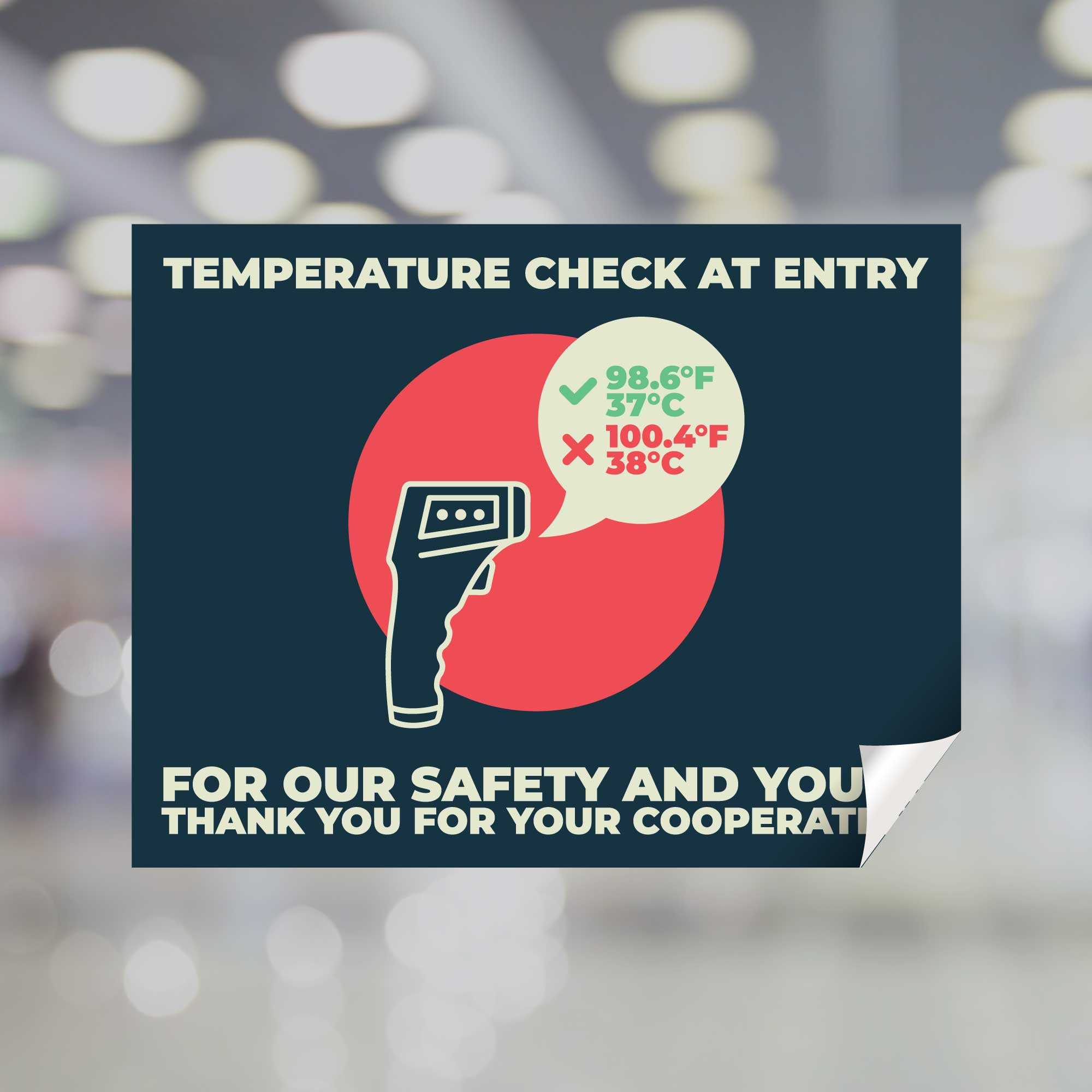 “Temperature At Entry” Window Decal | Plum Grove