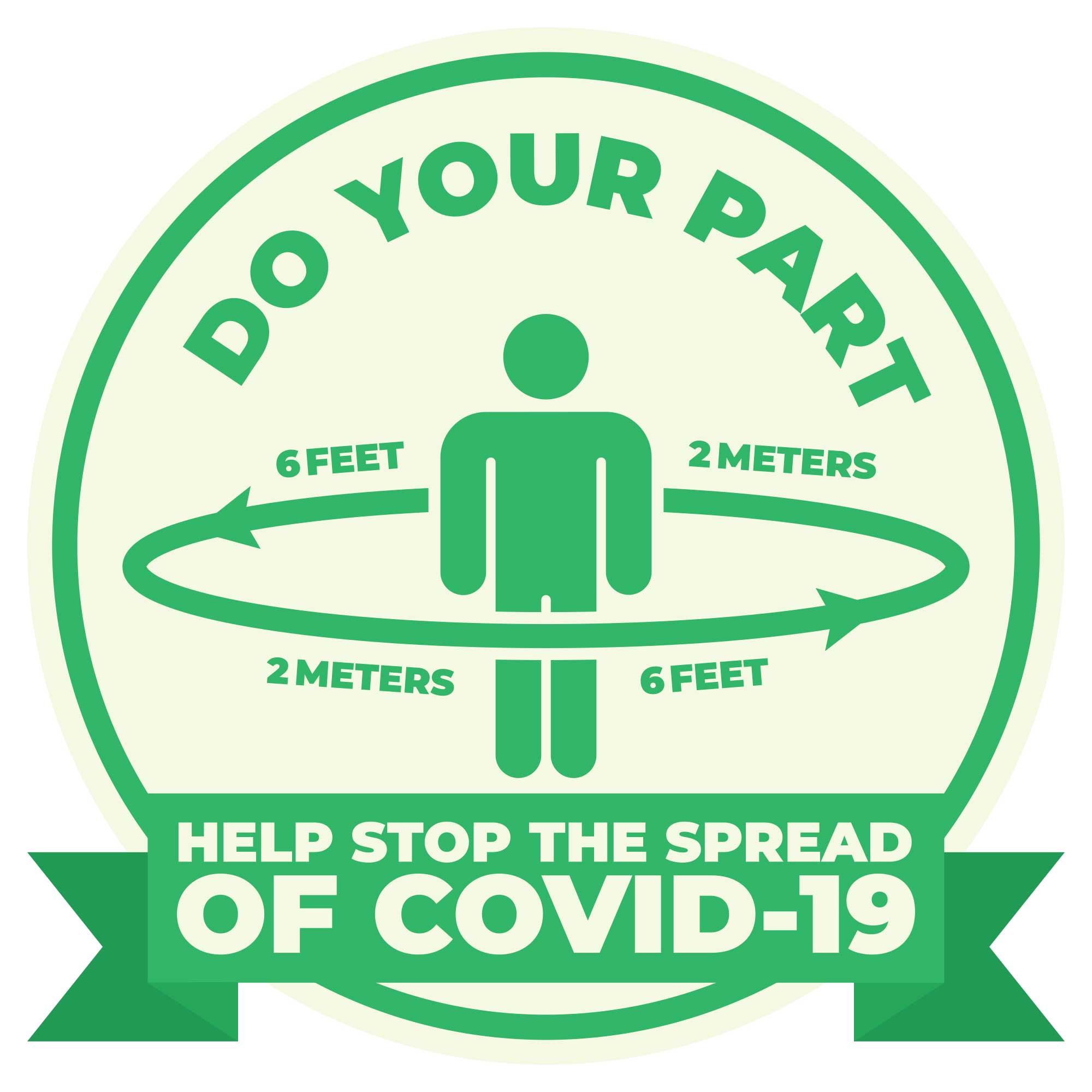 "Do Your Part - 6 Feet / 2 Meters" Social Distancing Floor Decal | Plum ...