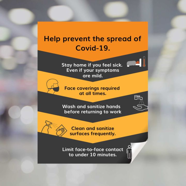 “Help Prevent The Spread Of COVID-19” 5 Things Window Decal | Plum Grove