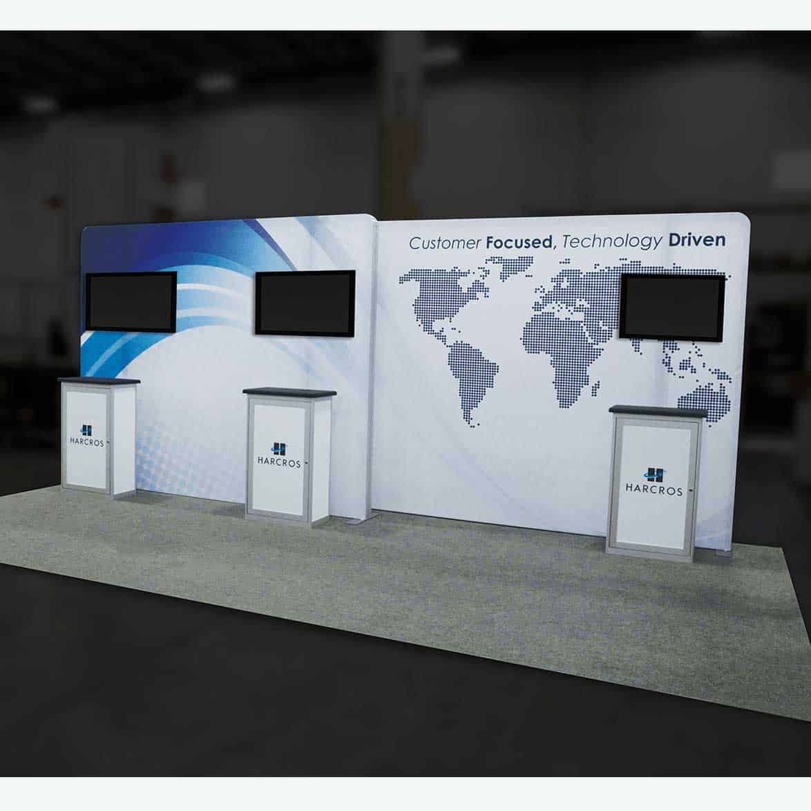 10x20-ft Display with Counters, Monitor Mounts & Lights | Orbus Hybrid ...