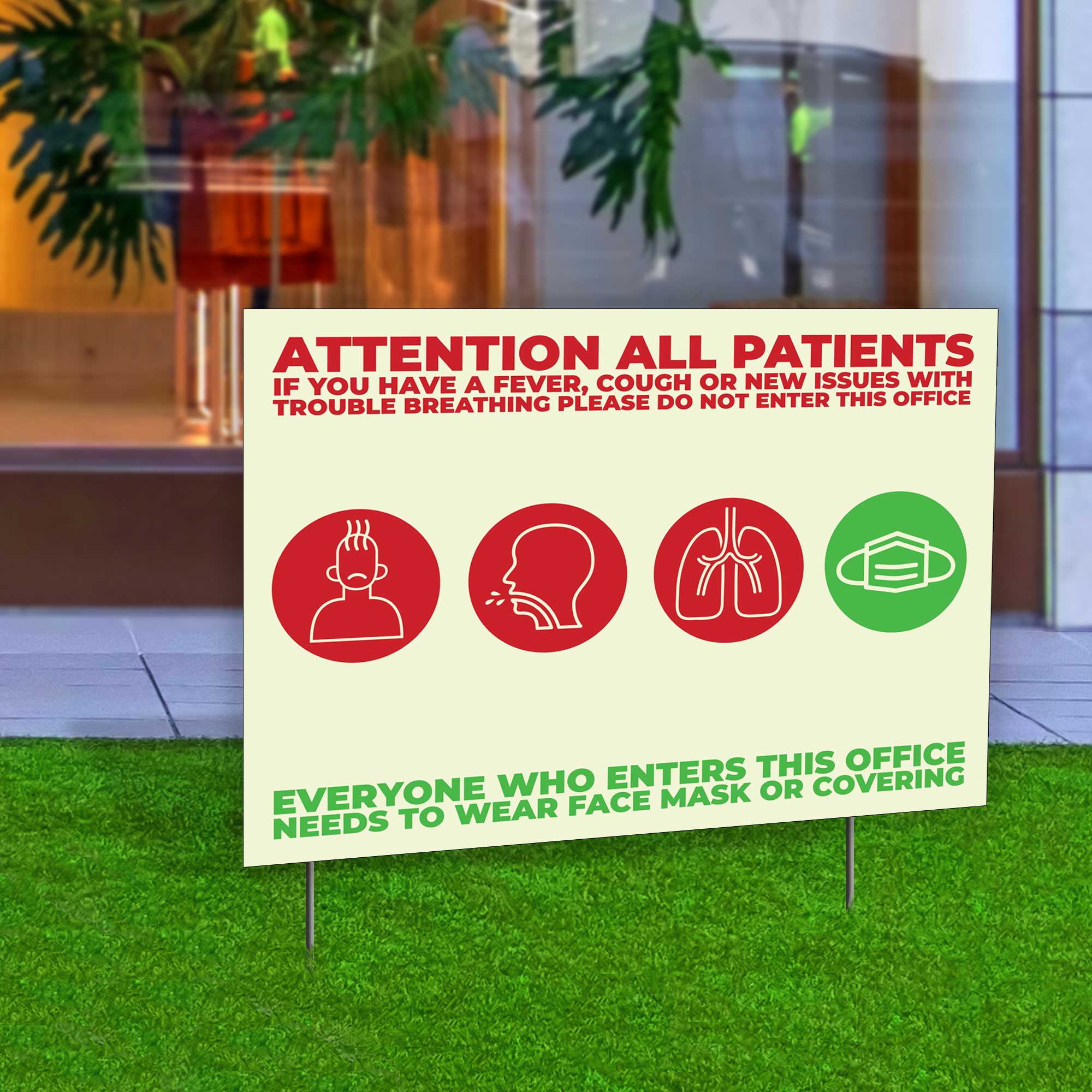 "Patients Who Enter This Office Need To Wear Face Mask" Double-sided ...