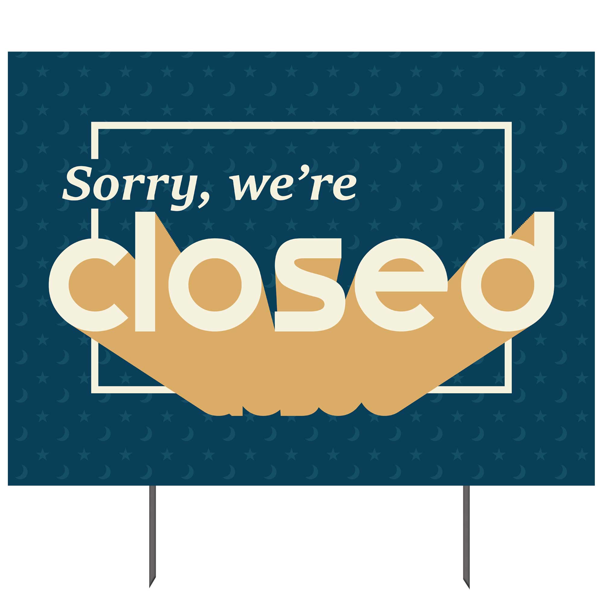 "Sorry, We're Closed" Double-sided Yard Sign, 23x17-in | Plum Grove