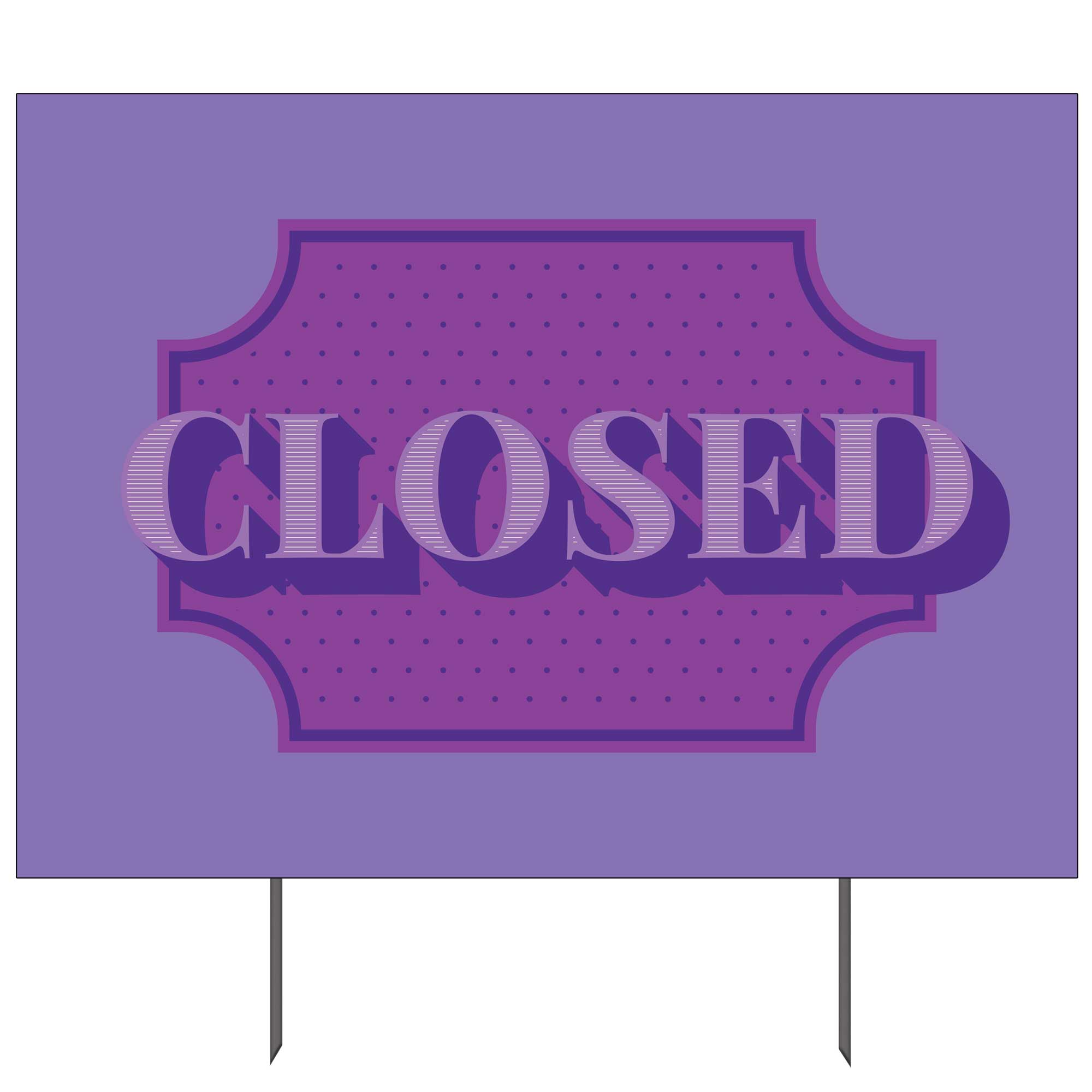 Purple "Closed" Double-sided Yard Sign, 23x17-in | Plum Grove
