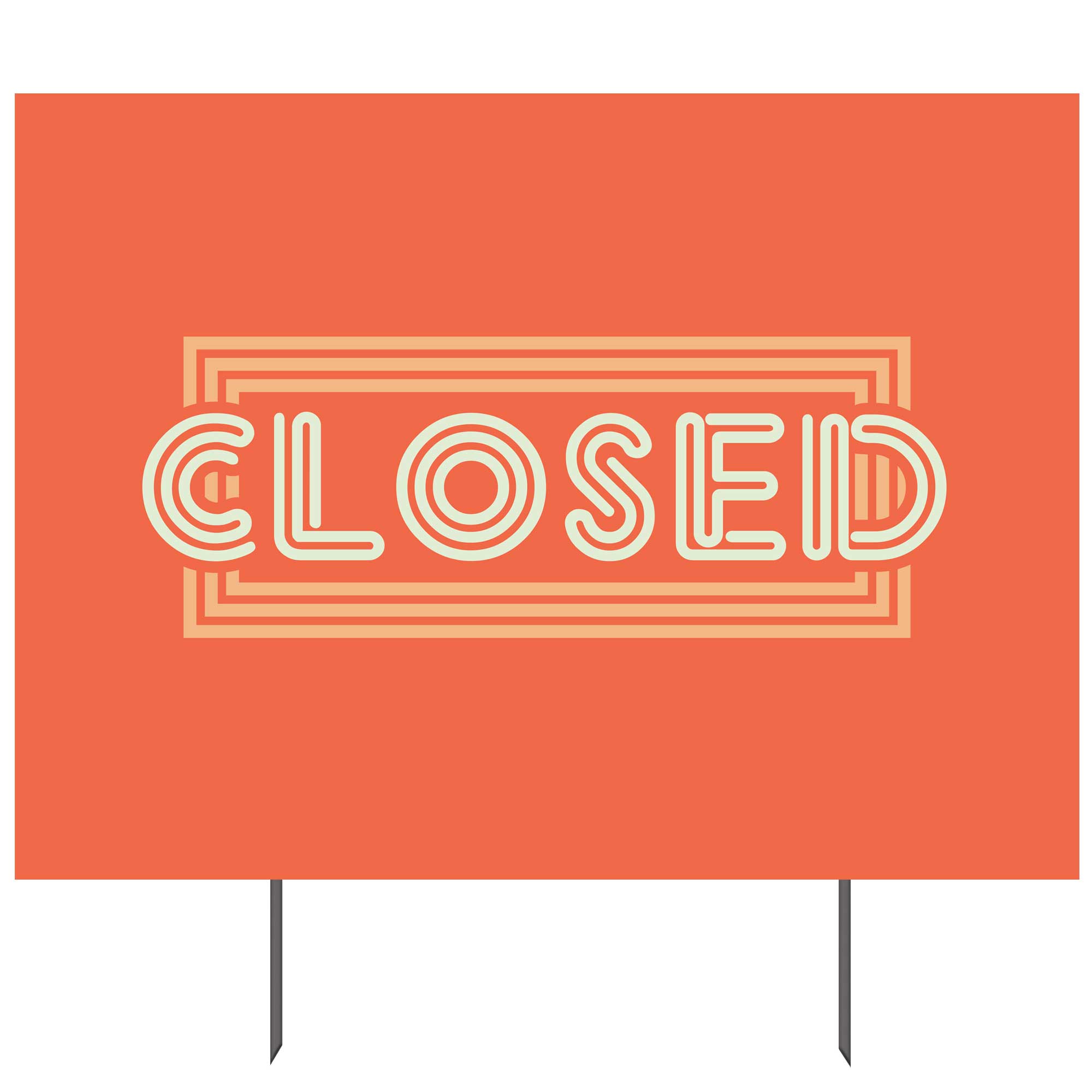 Orange "Closed" Double-sided Yard Sign, 23x17-in | Plum Grove
