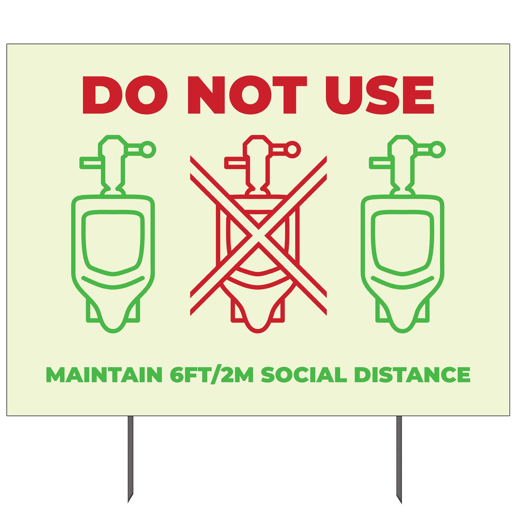 Men's Room "Do Not Use, Maintain 6FT/2M Social Distance" Yard Sign ...