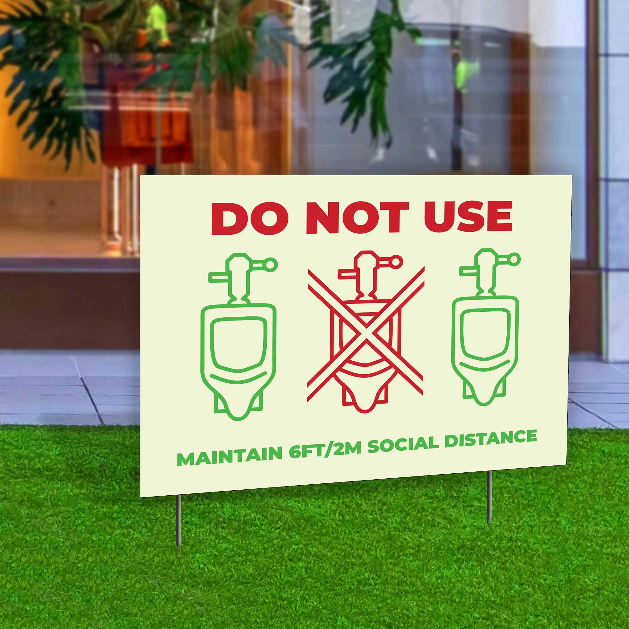 Men's Room "Do Not Use, Maintain 6FT/2M Social Distance" Yard Sign ...