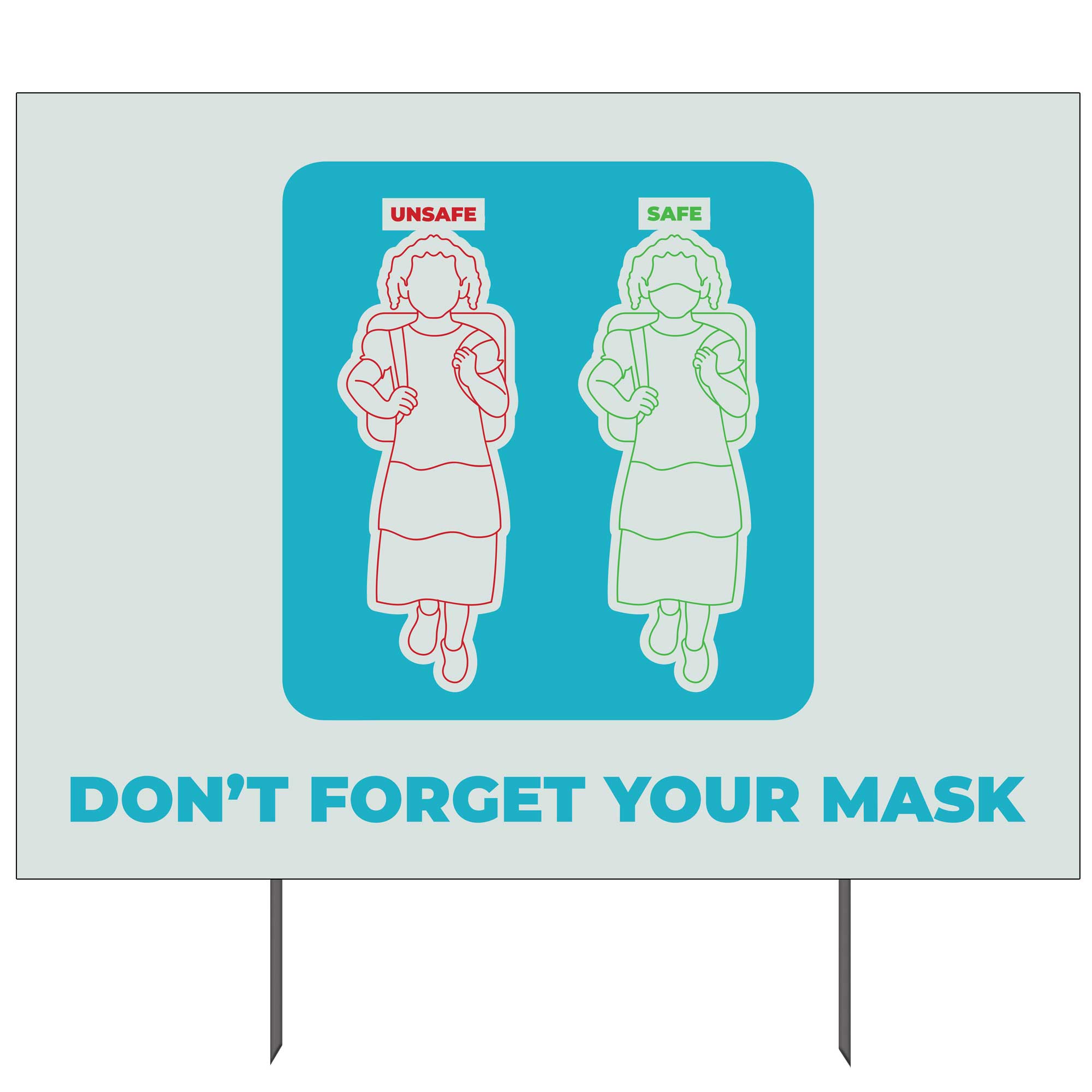 School Children "Don’t Forget Your Mask" Double-sided Yard Sign, 23x17 ...