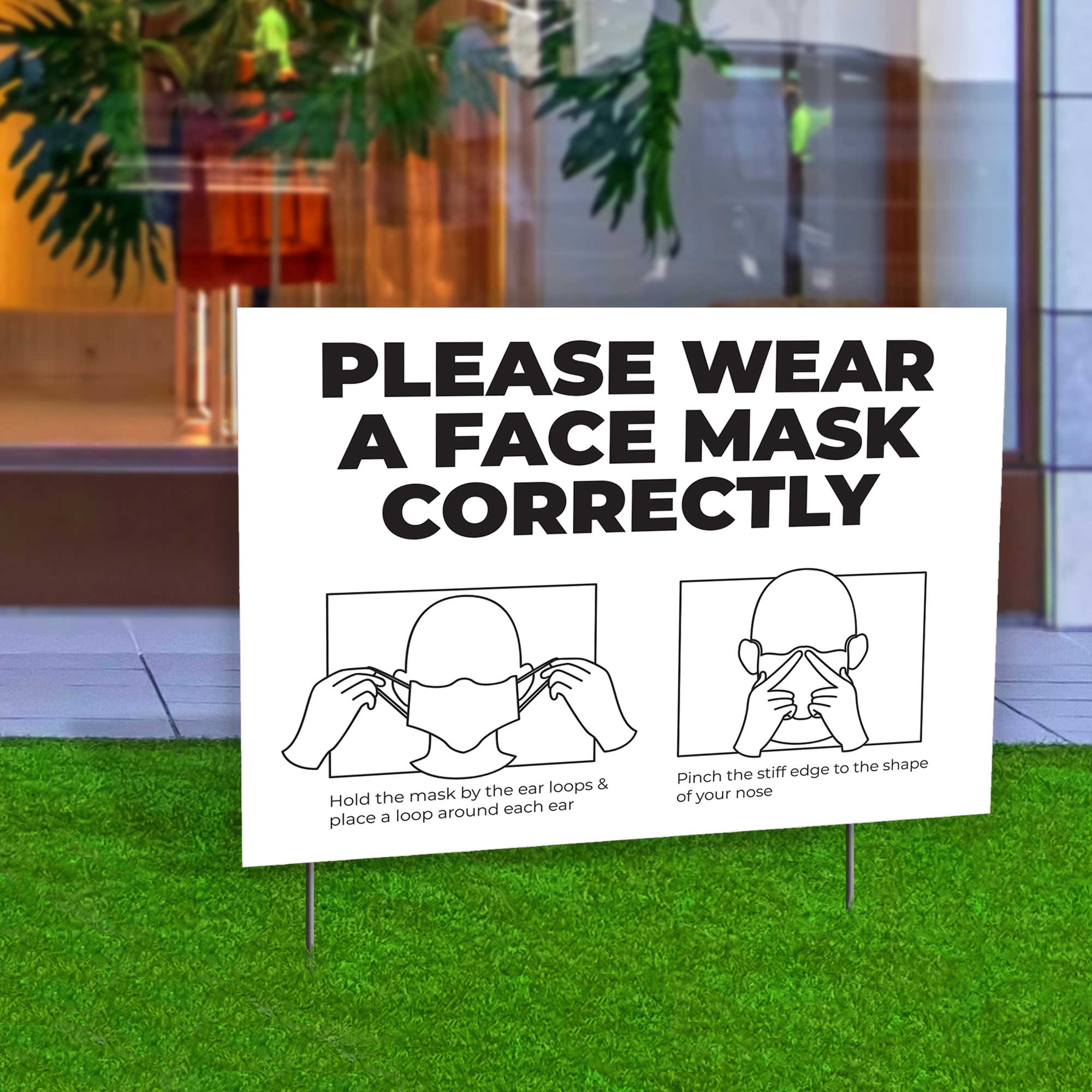 "Please Wear Face Mask Correctly" Double-sided Yard Sign, 23x17-in ...