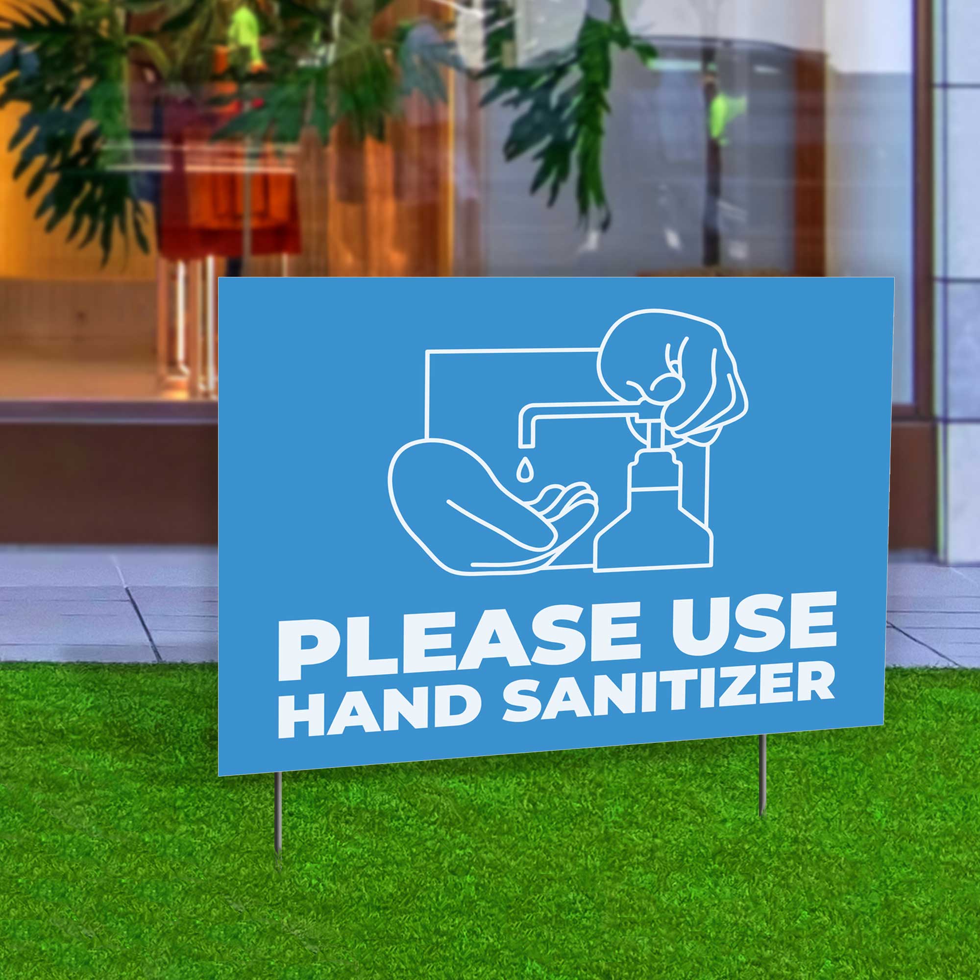 "Please Use Hand Sanitizer" Double-sided Yard Sign, 23x17-in | Plum Grove