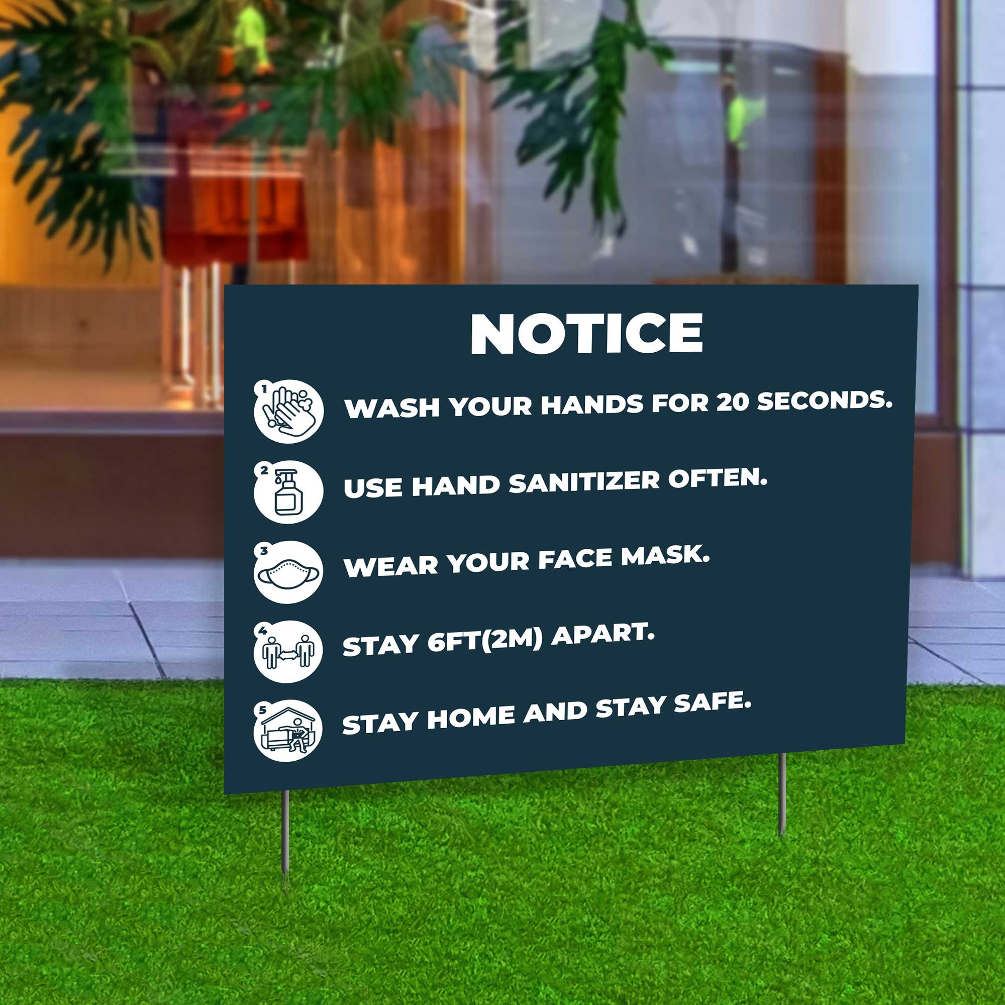 "Notice - Wash Your Hands" Double-sided Yard Sign, 23x17-in | Plum Grove