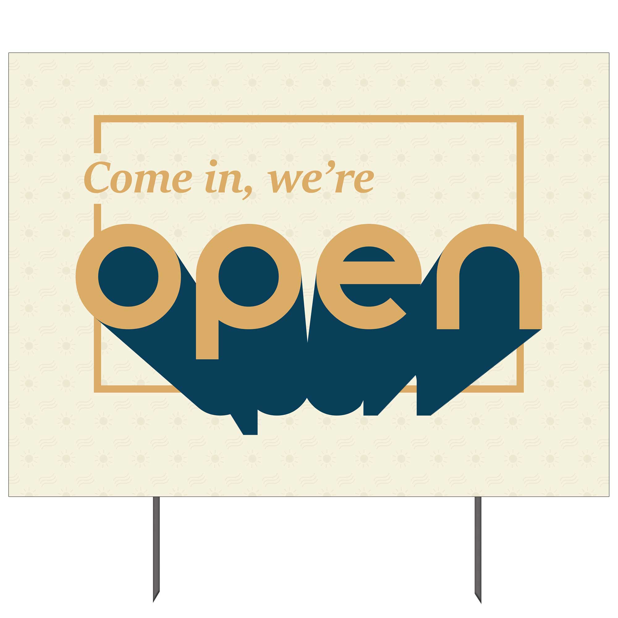 "Come In, We're Open" Double-sided Yard Sign, 23x17-in | Plum Grove