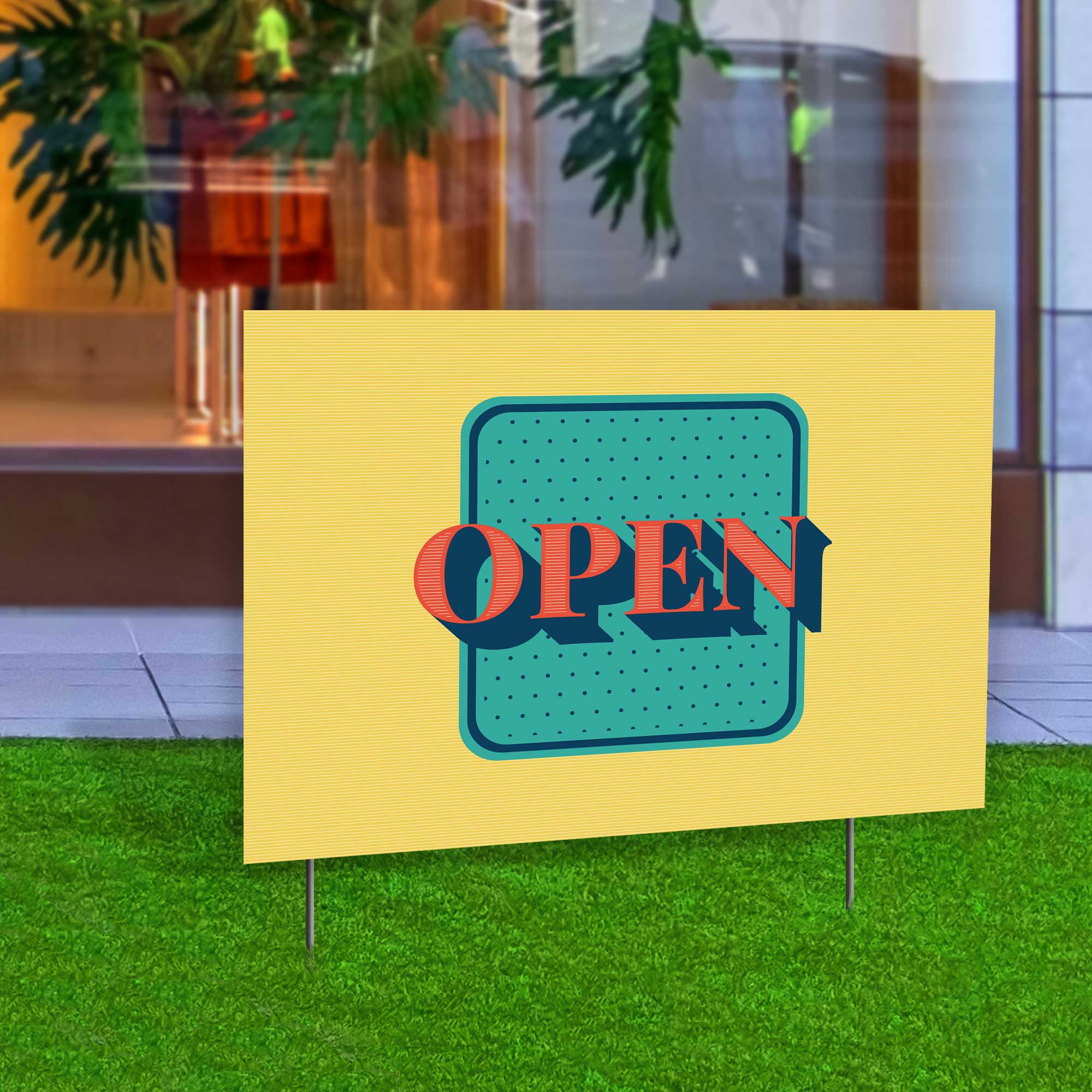 "Open" Double-sided Yard Sign, 23x17-in | Plum Grove