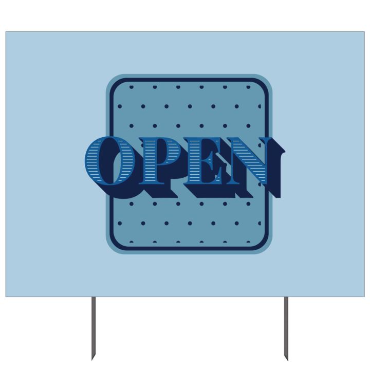 "Open" Double-sided Yard Sign, 23x17-in | Plum Grove