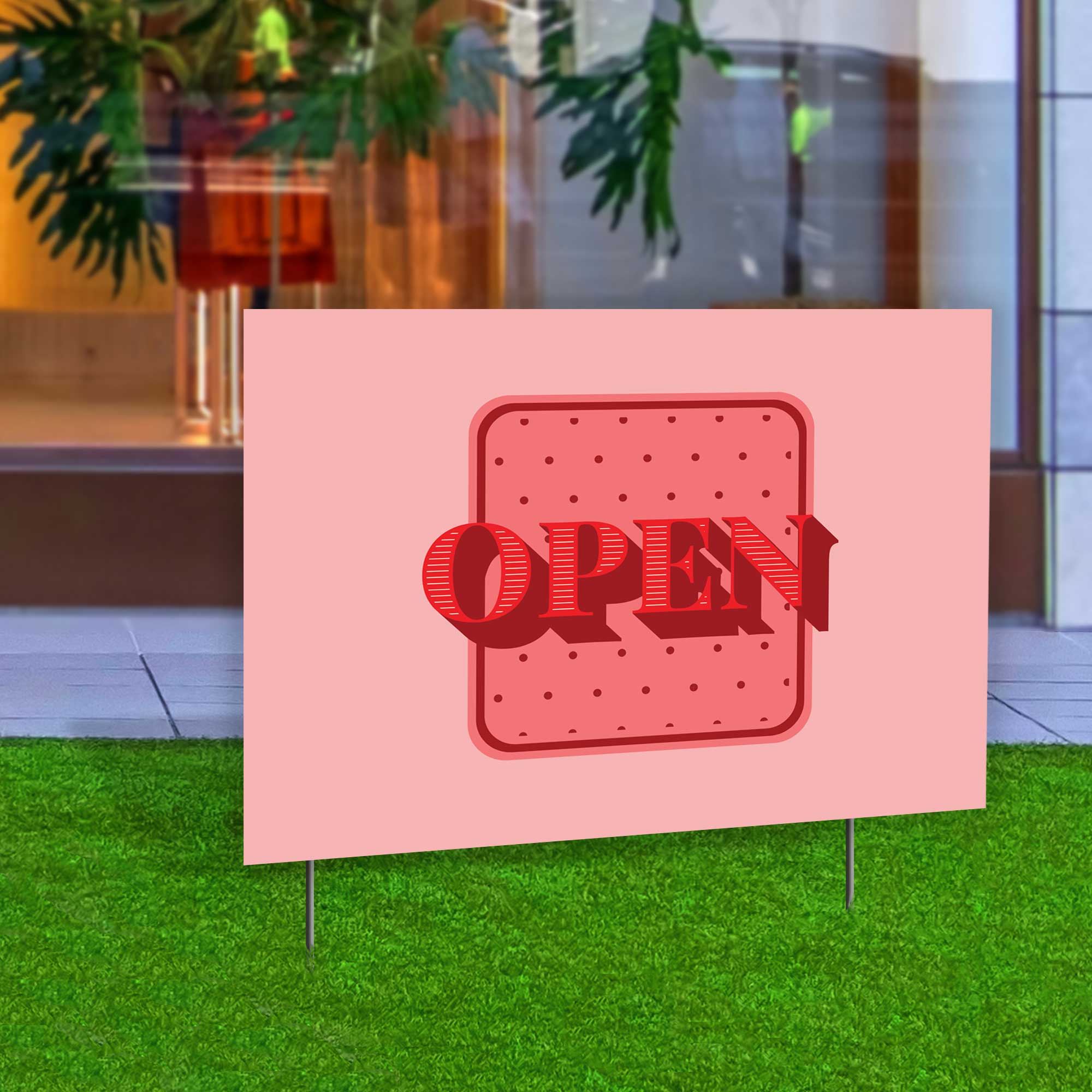 "Open" Double-sided Yard Sign, 23x17-in | Plum Grove