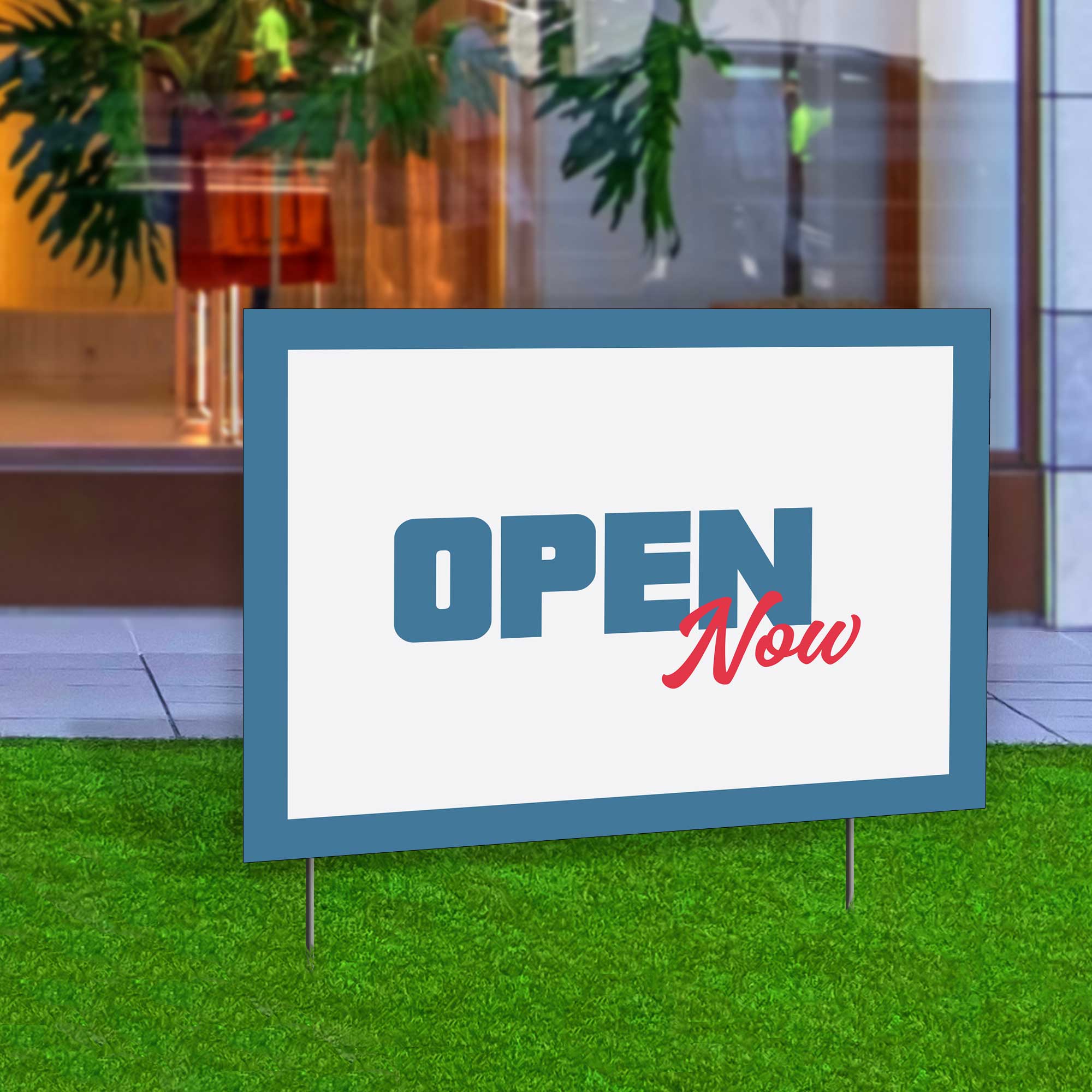 "Open Now" Double-sided Yard Sign, 23x17-in | Plum Grove