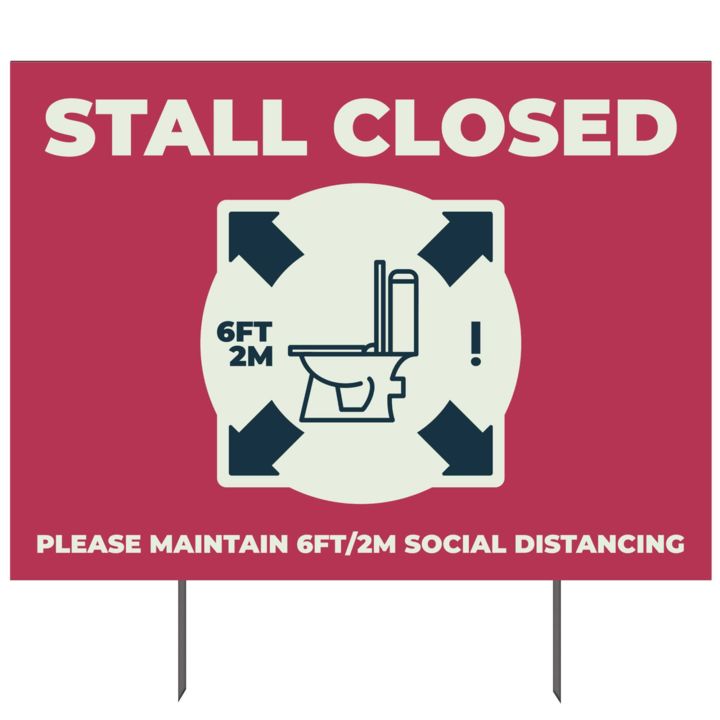"Stall Closed – Please Maintain 6FT/2M Social Distancing" Bathroom Yard ...