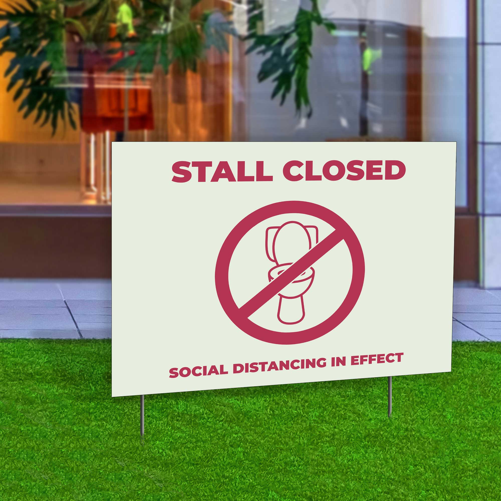 "Stall Closed – Social Distancing In Effect" Bathroom Yard Sign, 23x17 ...