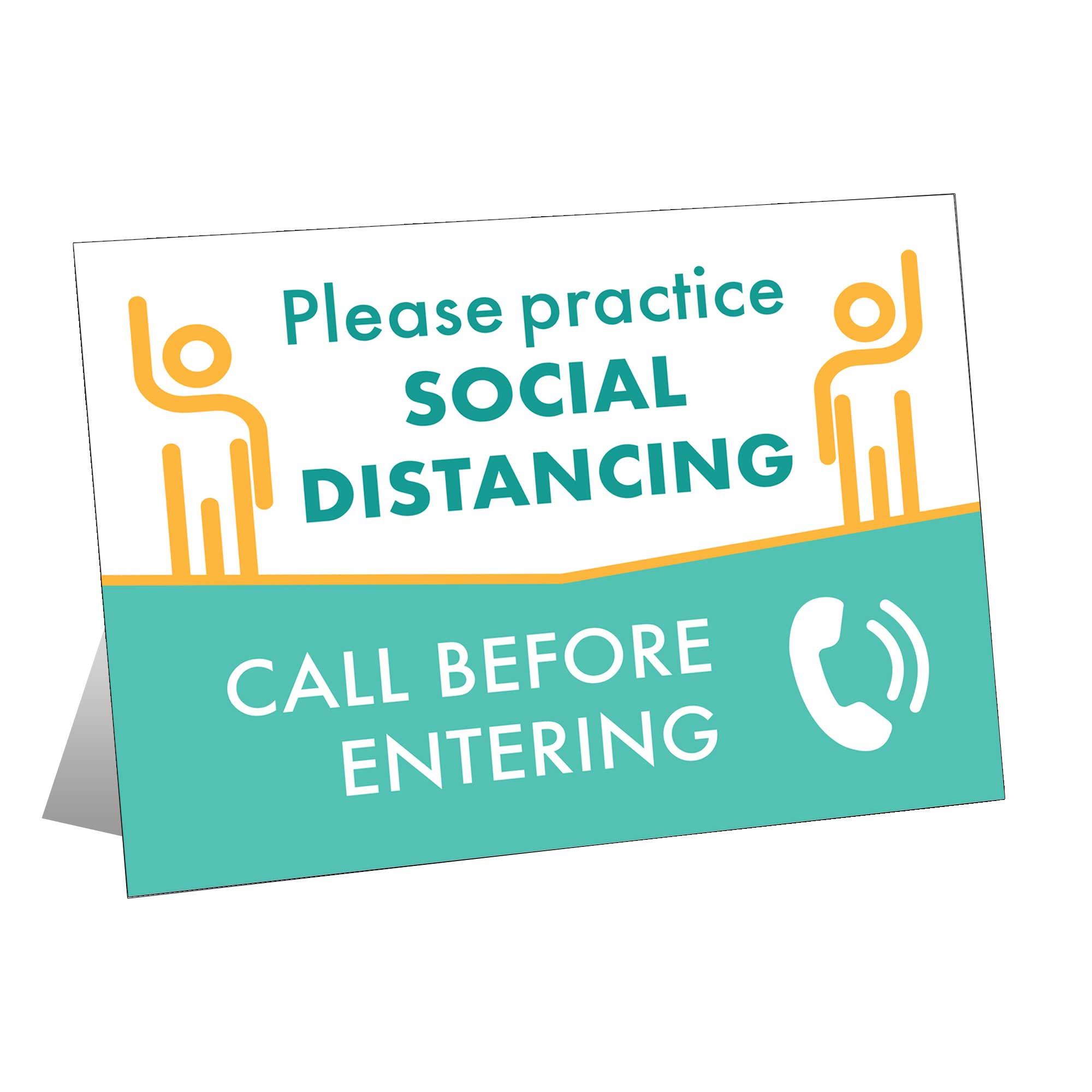 "Please Practice Social Distancing - Call Before Entering" Table Top ...