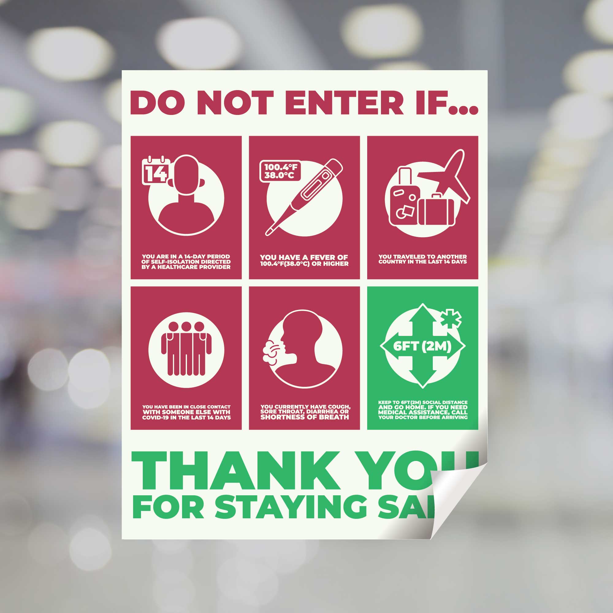 “Do Not Enter...Thank You For Staying Safe” Window Decal | Plum Grove