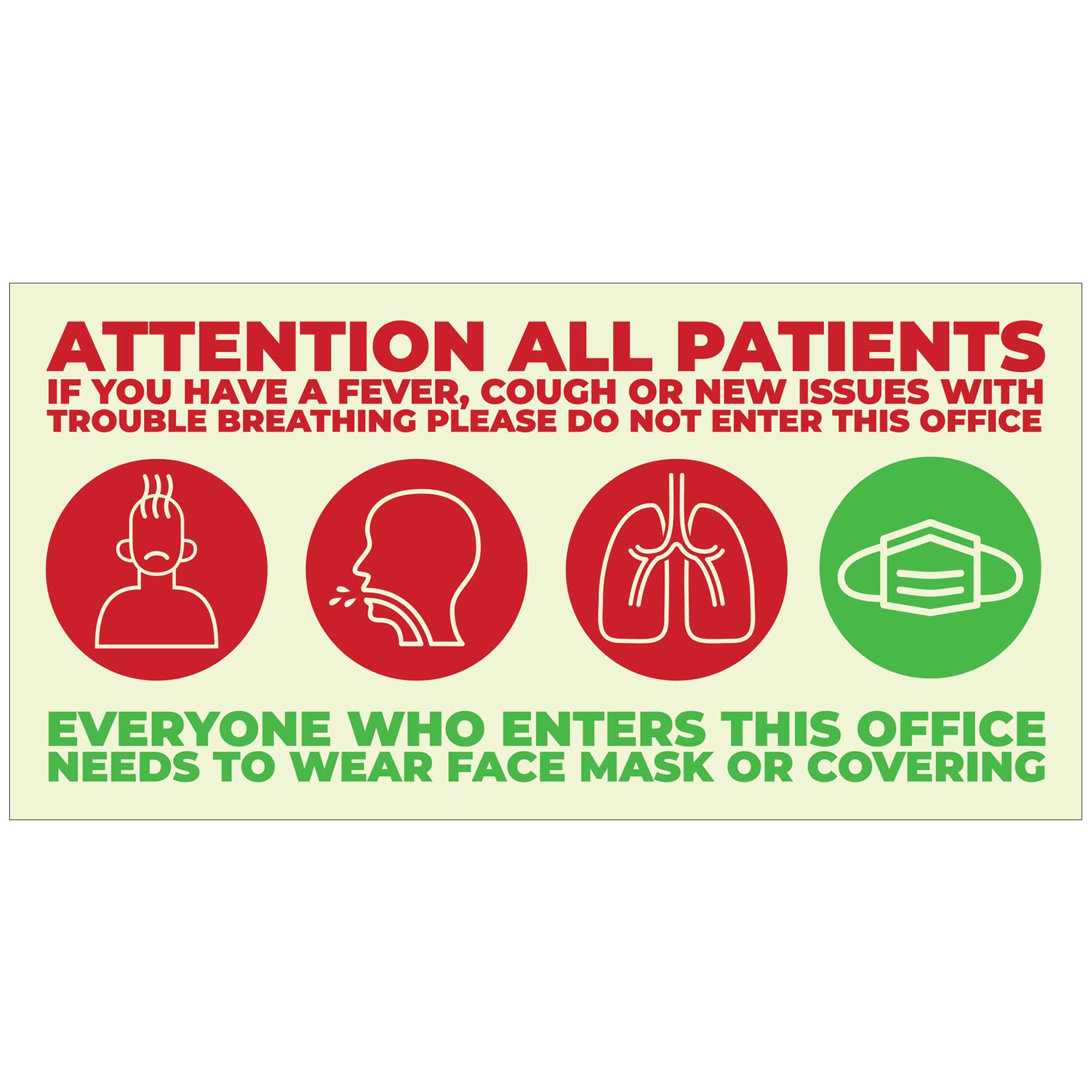 "Patients Who Enter This Office Need To Wear A Face Mask" Banner | Plum ...