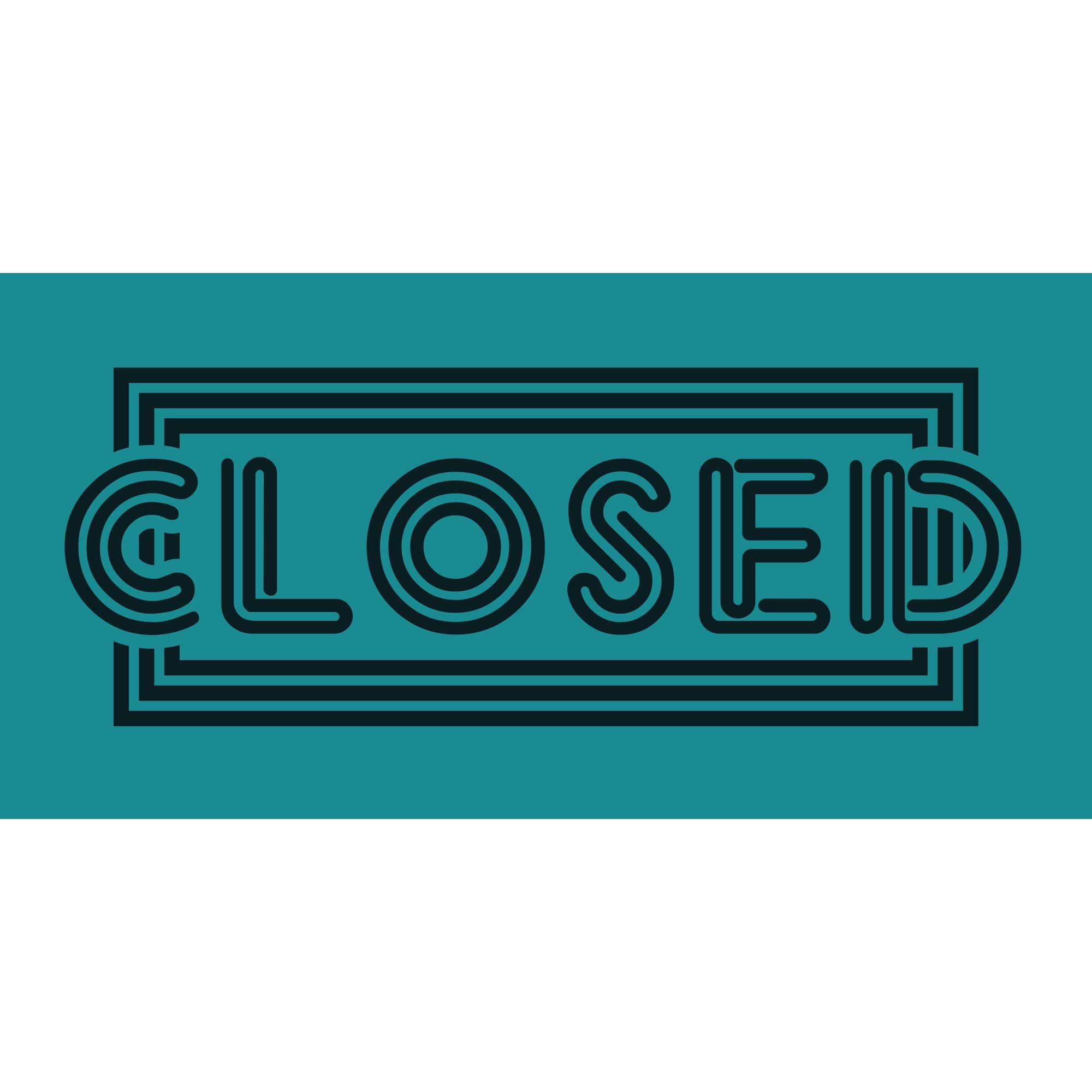 Turquoise Retro "Closed" Banner | Plum Grove