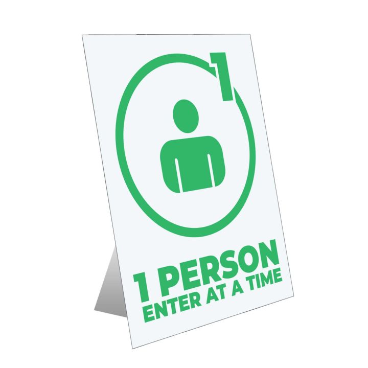 Green "1 Person Enter At A Time" Table Top Sign | Plum Grove