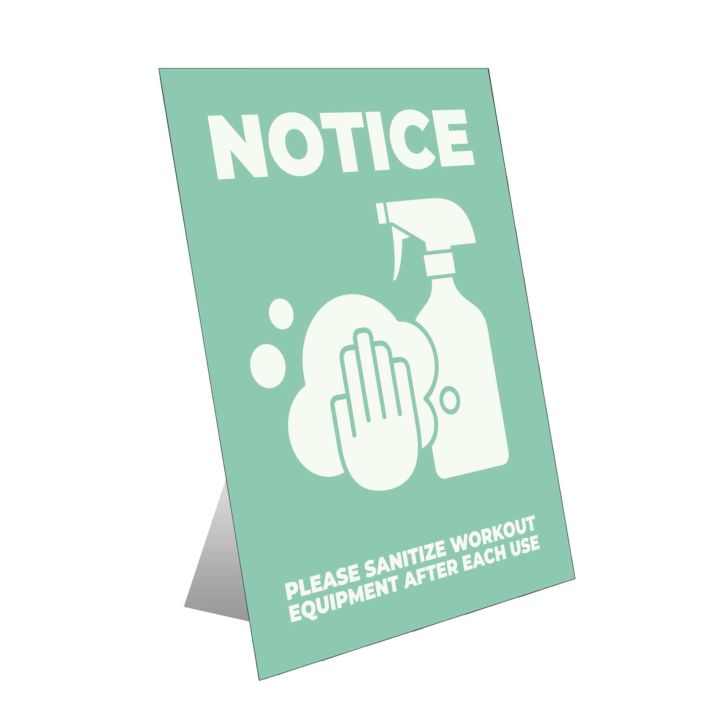 "Notice – Please Sanitize Workout Equipment After Use" Table Top Sign ...