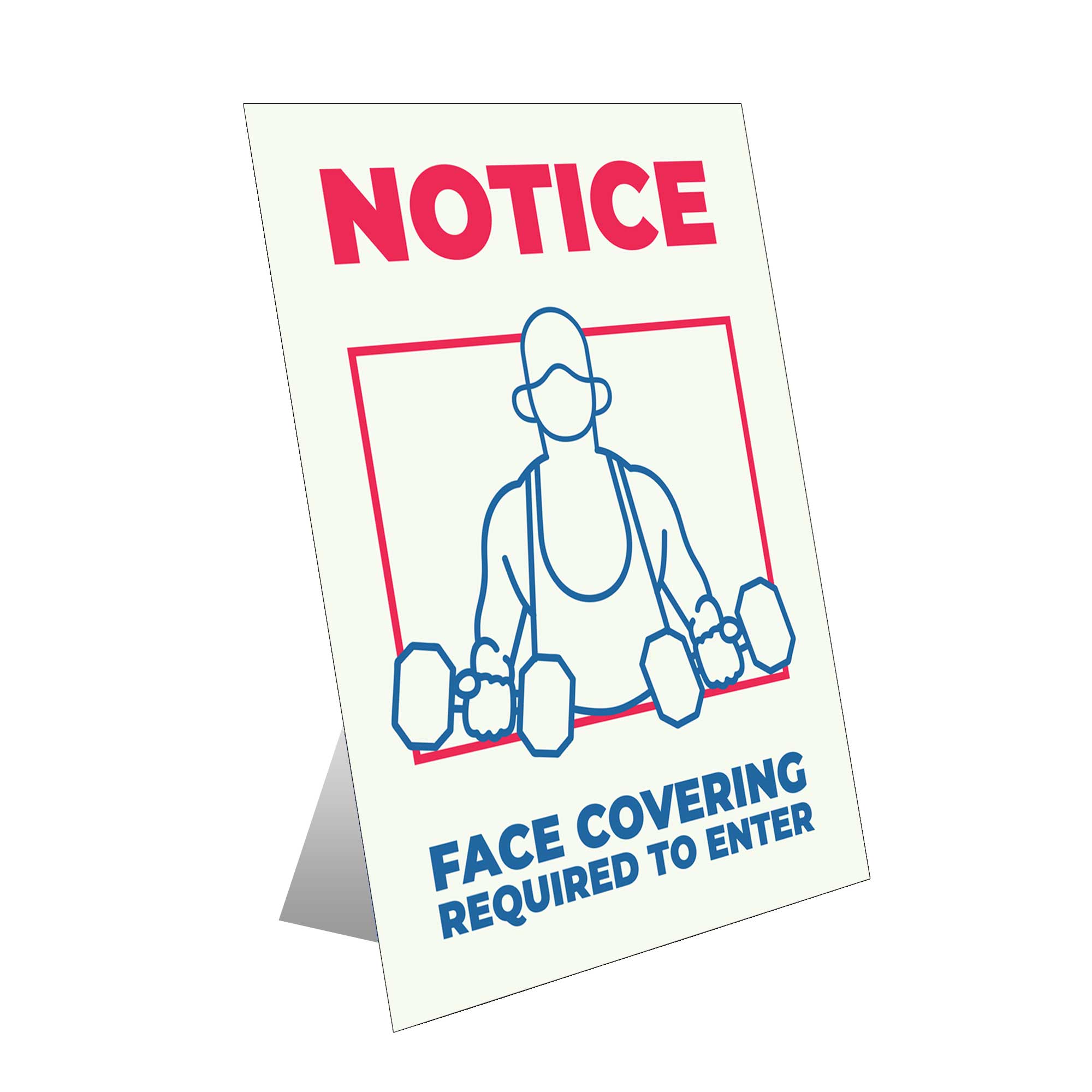 Gym "Notice - Face Covering Required To Enter" Table Top Sign | Plum Grove