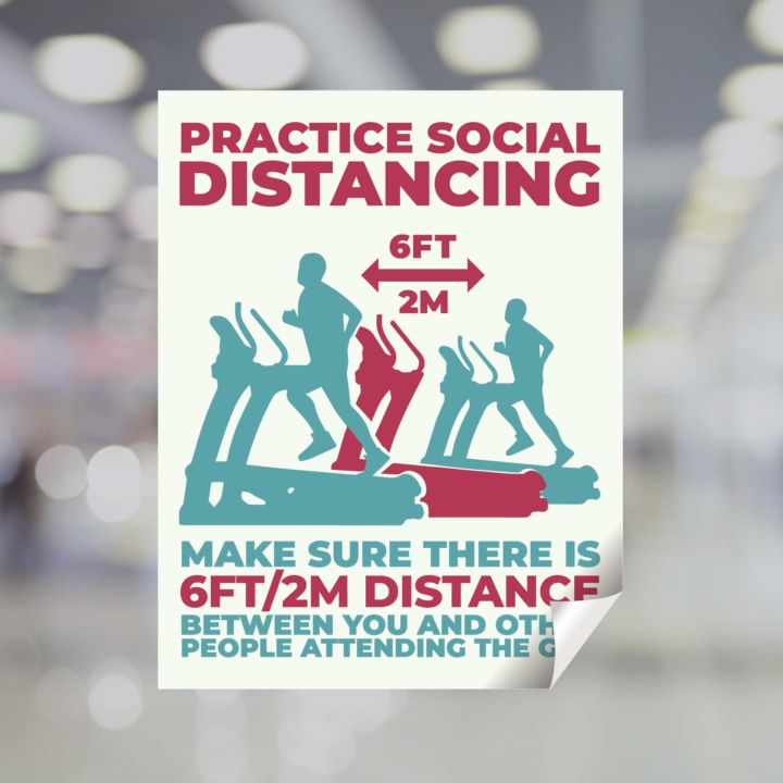 Gym “Practice Social Distancing” Window Decal | Plum Grove