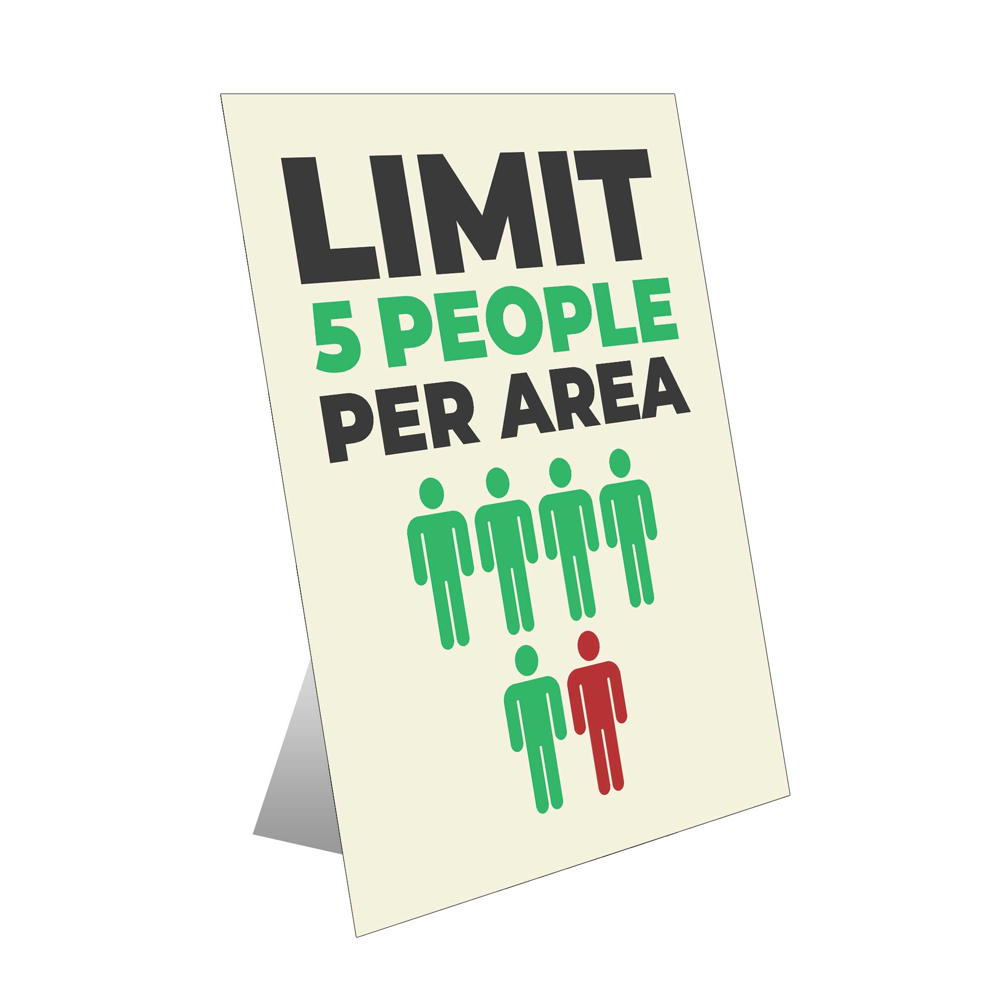 "Limit 5 People Per Area" Table Top Sign | Plum Grove