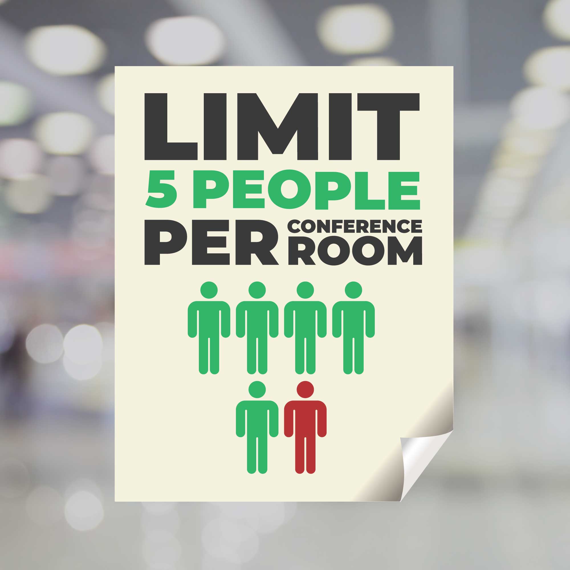 “Limit 5 People Per Conference Room" Window Decal | Plum Grove