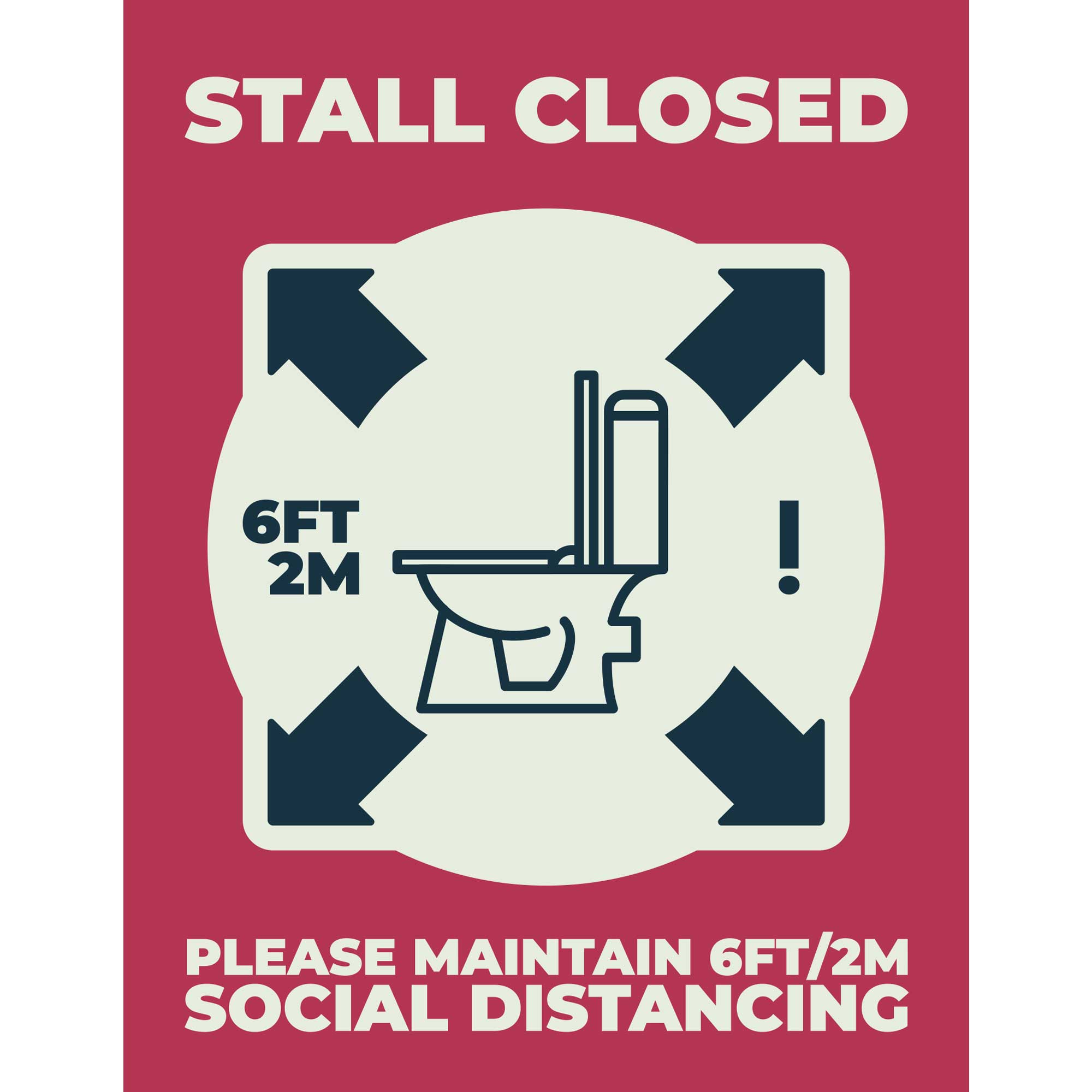 "Stall Closed – Please Maintain 6FT/2M Social Distancing" Restroom ...