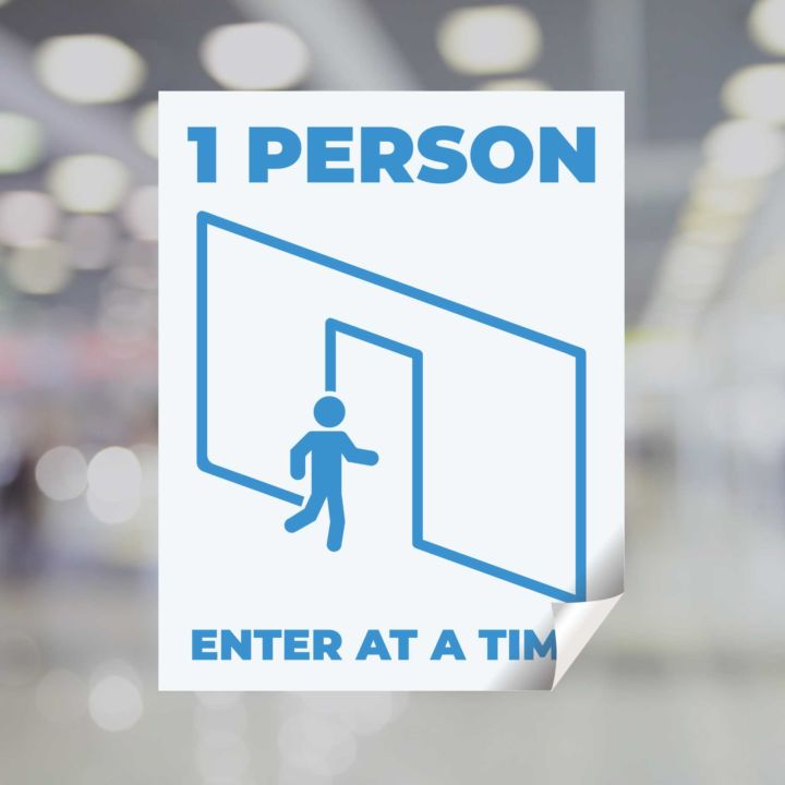 "1 Person Enter At A Time" Window Decal | Plum Grove
