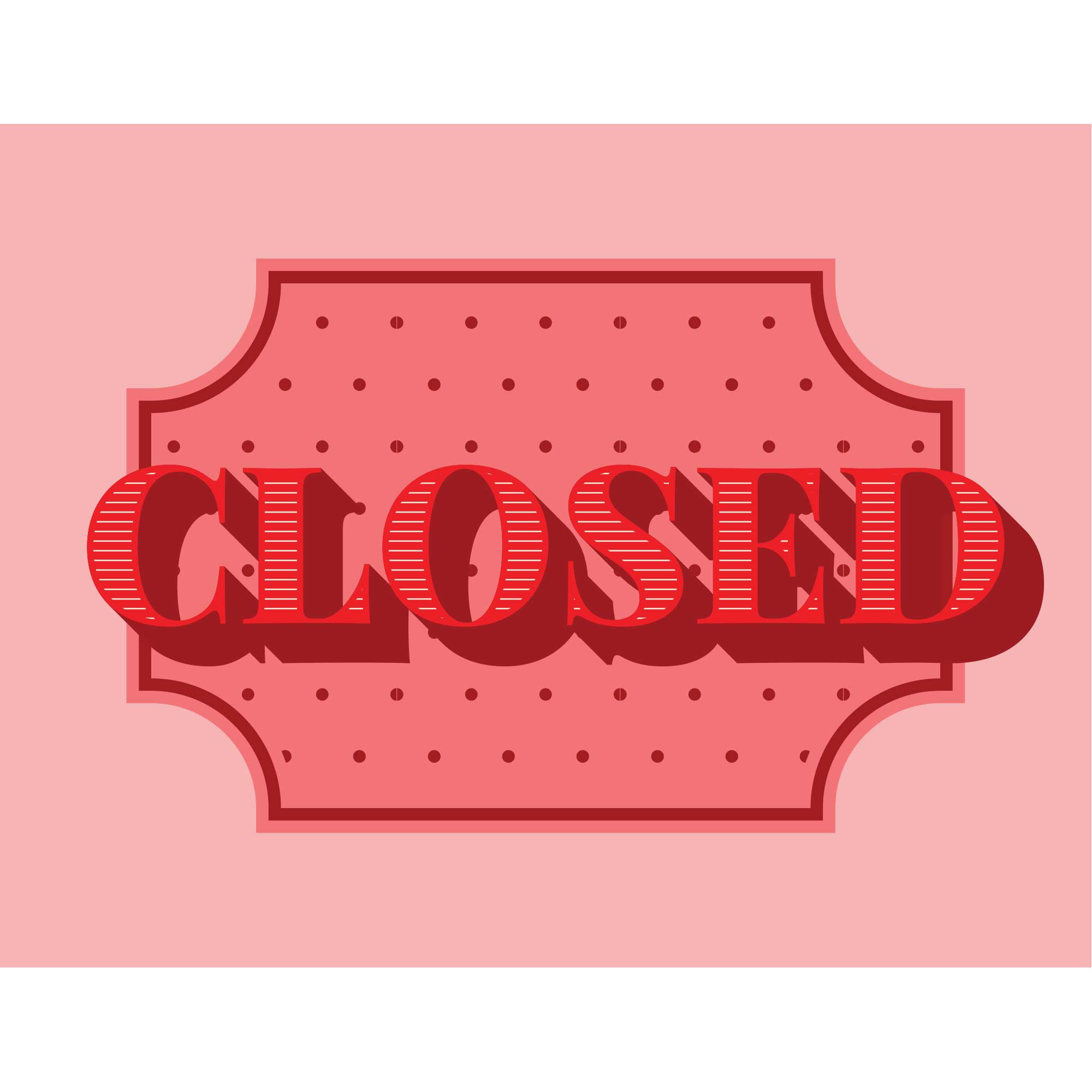 "Closed" Red Polka Dot Poster | Plum Grove