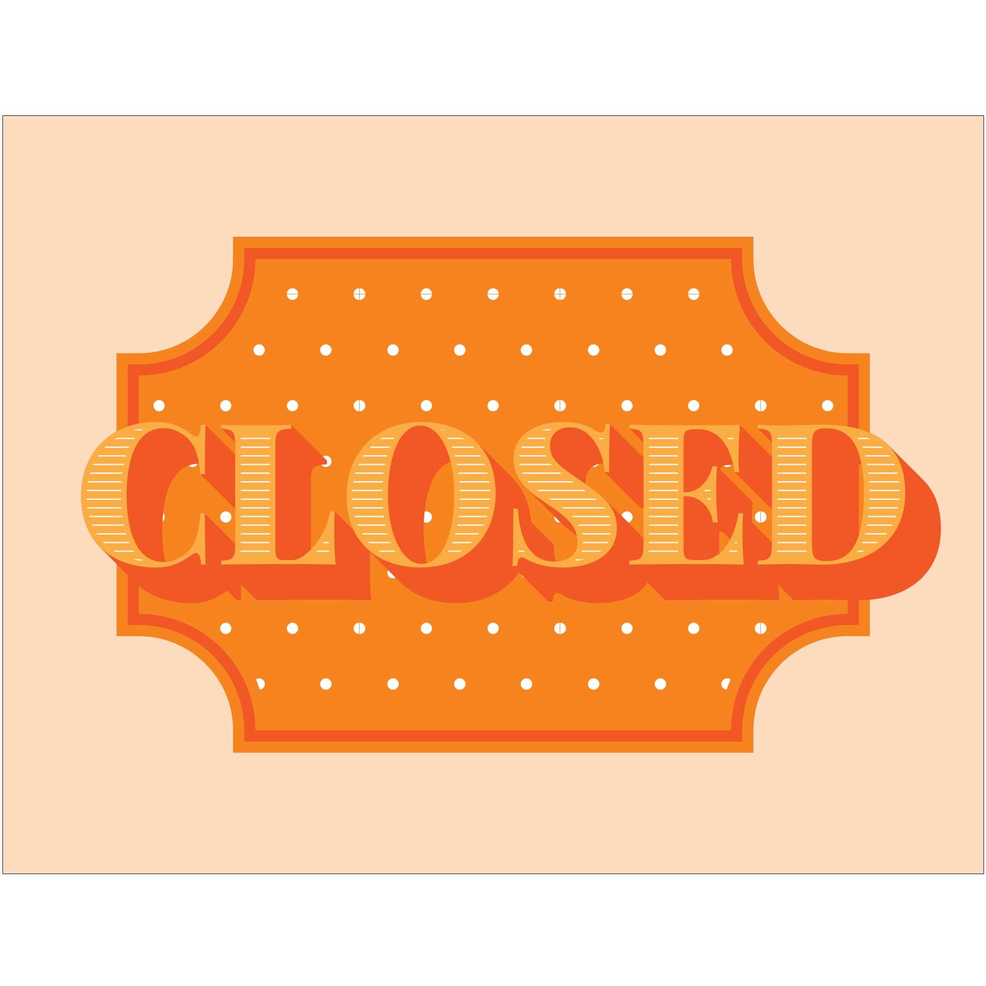 "Closed" Orange Polka Dot Poster | Plum Grove