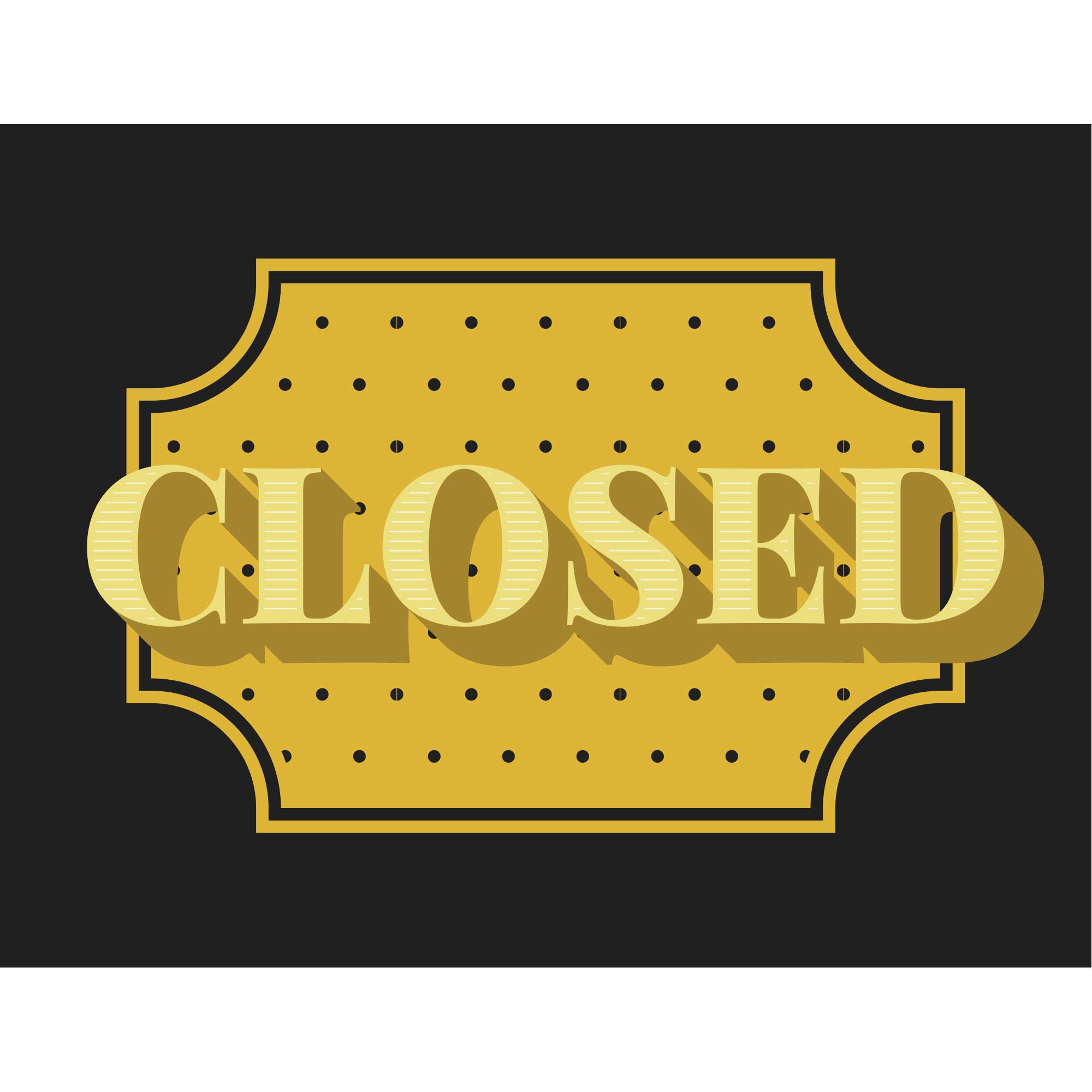 "Closed" Yellow Polka Dot Poster | Plum Grove