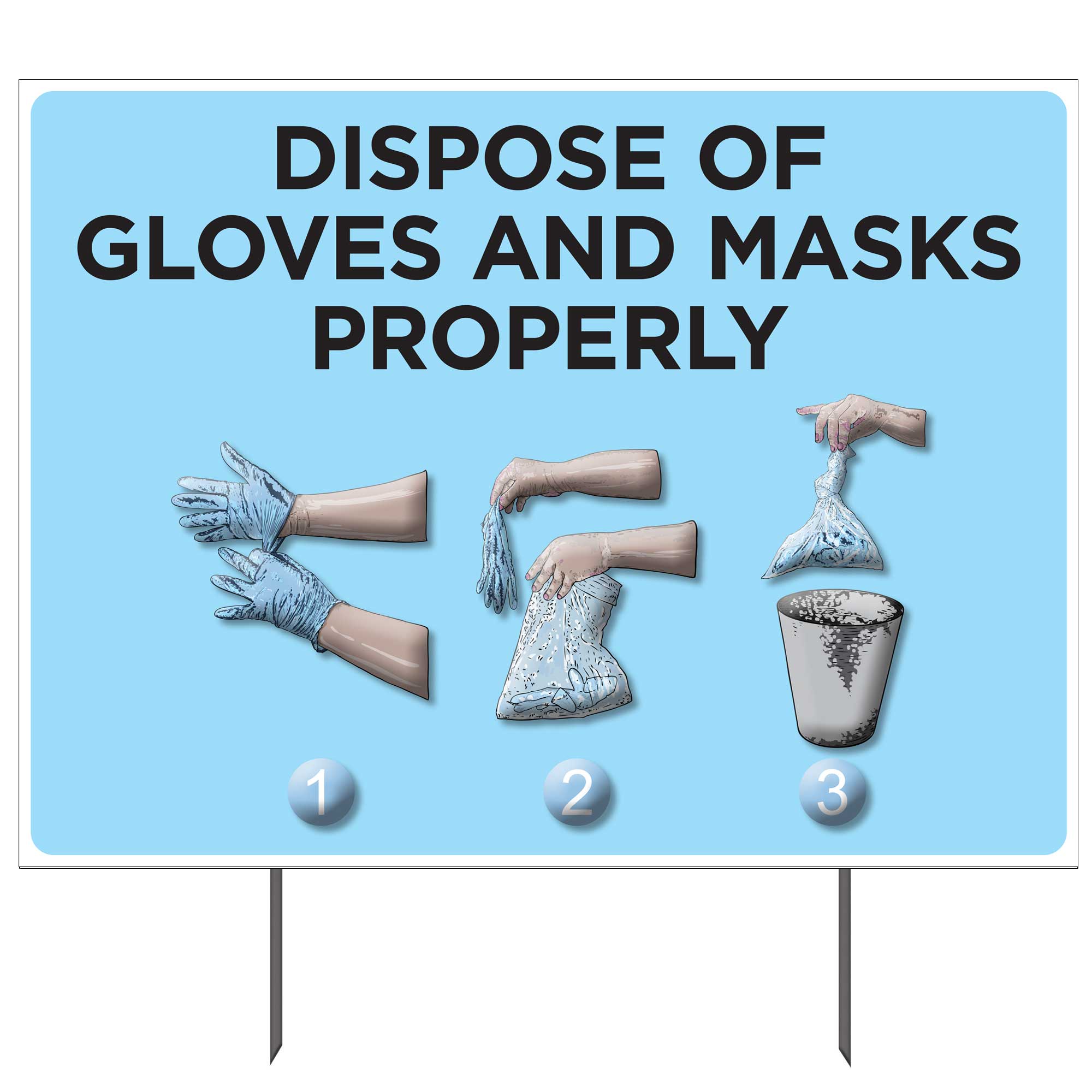 "Dispose of Gloves and Masks Properly" Double-sided Yard Sign, 23x17-in ...