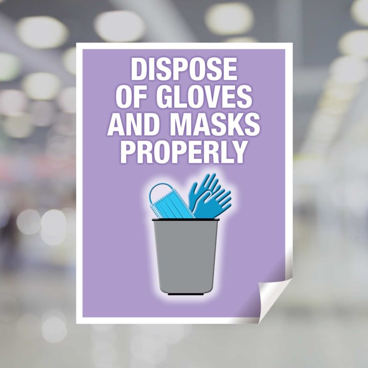 "Dispose of Gloves and Masks Properly" Window Decal | Plum Grove