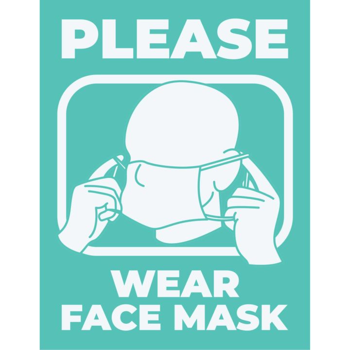 "Please Wear Face Mask" Teal Poster | Plum Grove