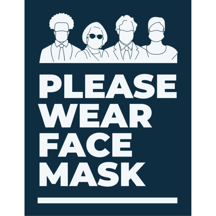 "Please Wear Face Mask" Navy Blue Poster | Plum Grove