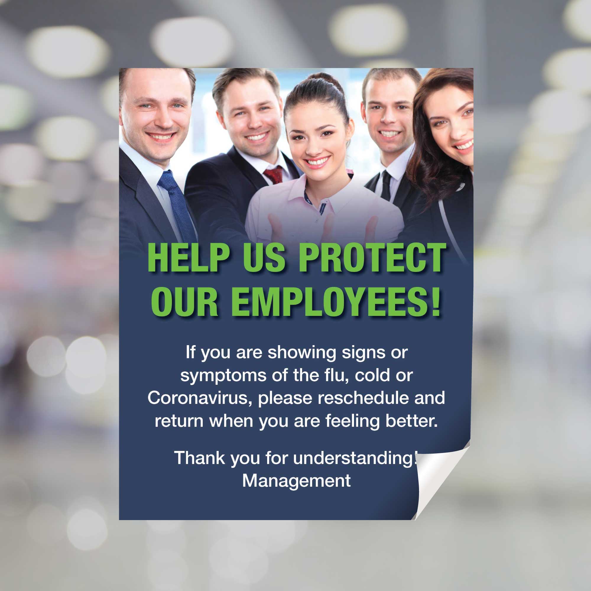 "Help Us Protect Our Employees" Window Decal | Plum Grove
