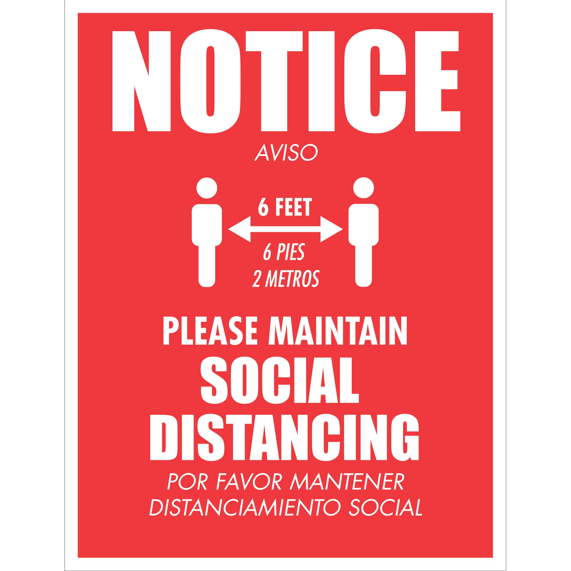 "Notice Please Maintain Social Distancing" (English/Spanish) Poster ...