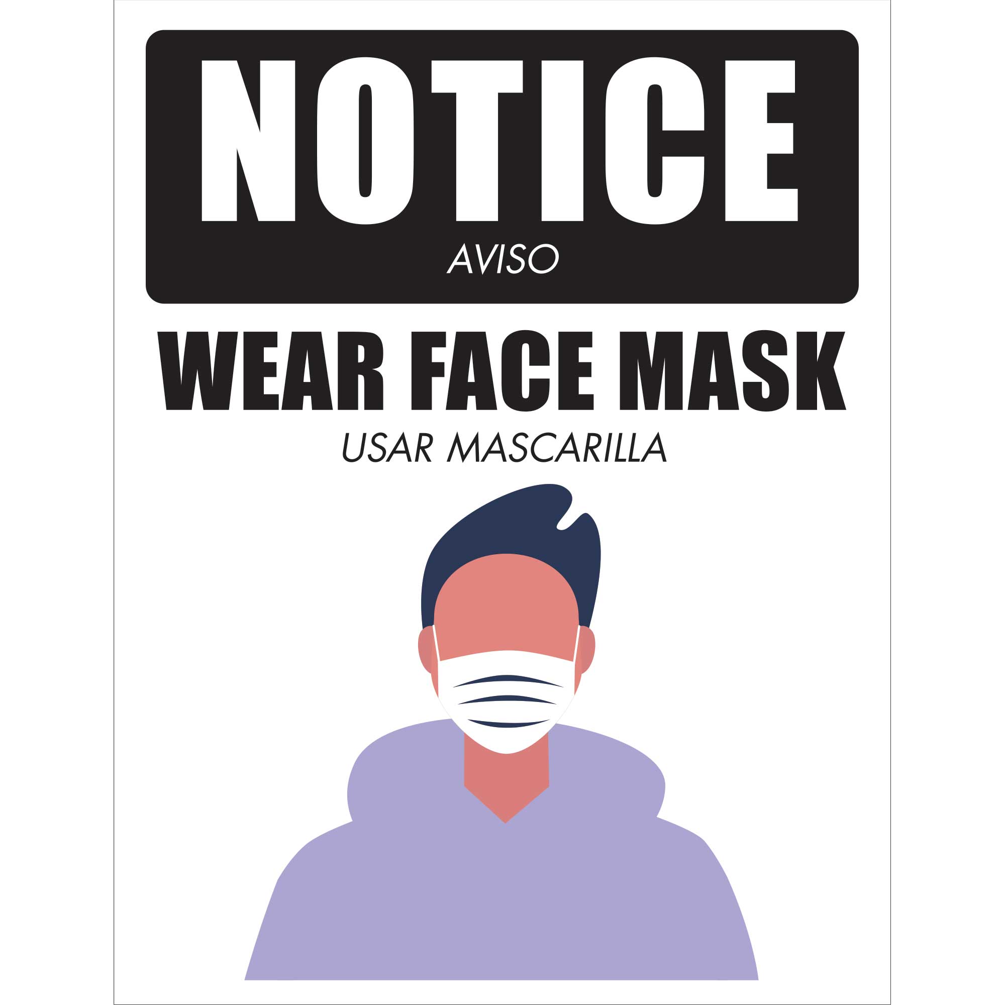 "Notice - Wear Face Mask" (English/Spanish) Poster | Plum Grove