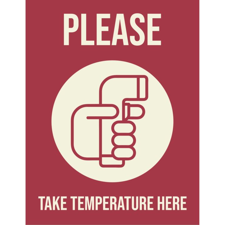 "Please Take Temperature Here" Red Poster | Plum Grove