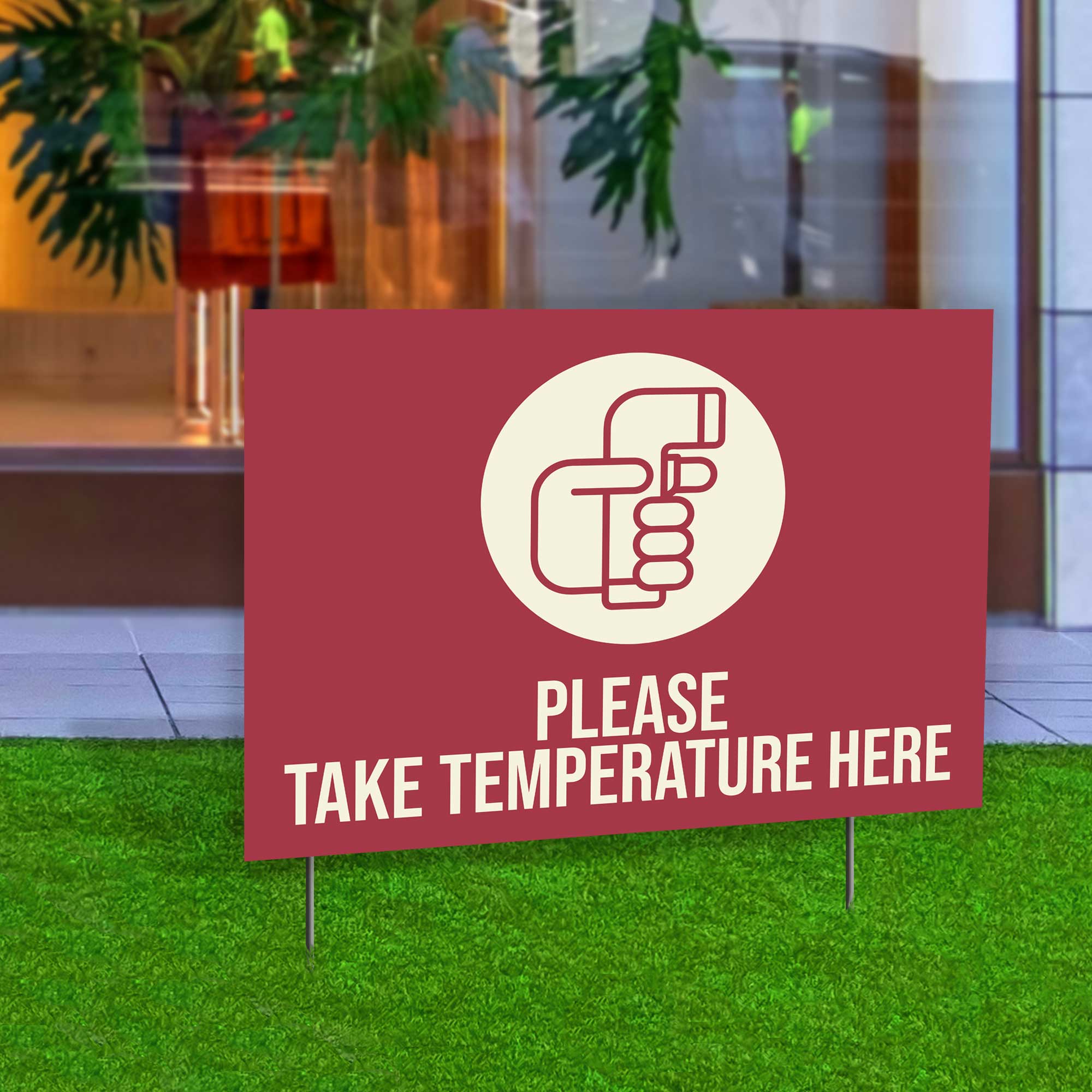 "Please Take Temperature Here" Double-sided Yard Sign, 23x17-in | Plum ...