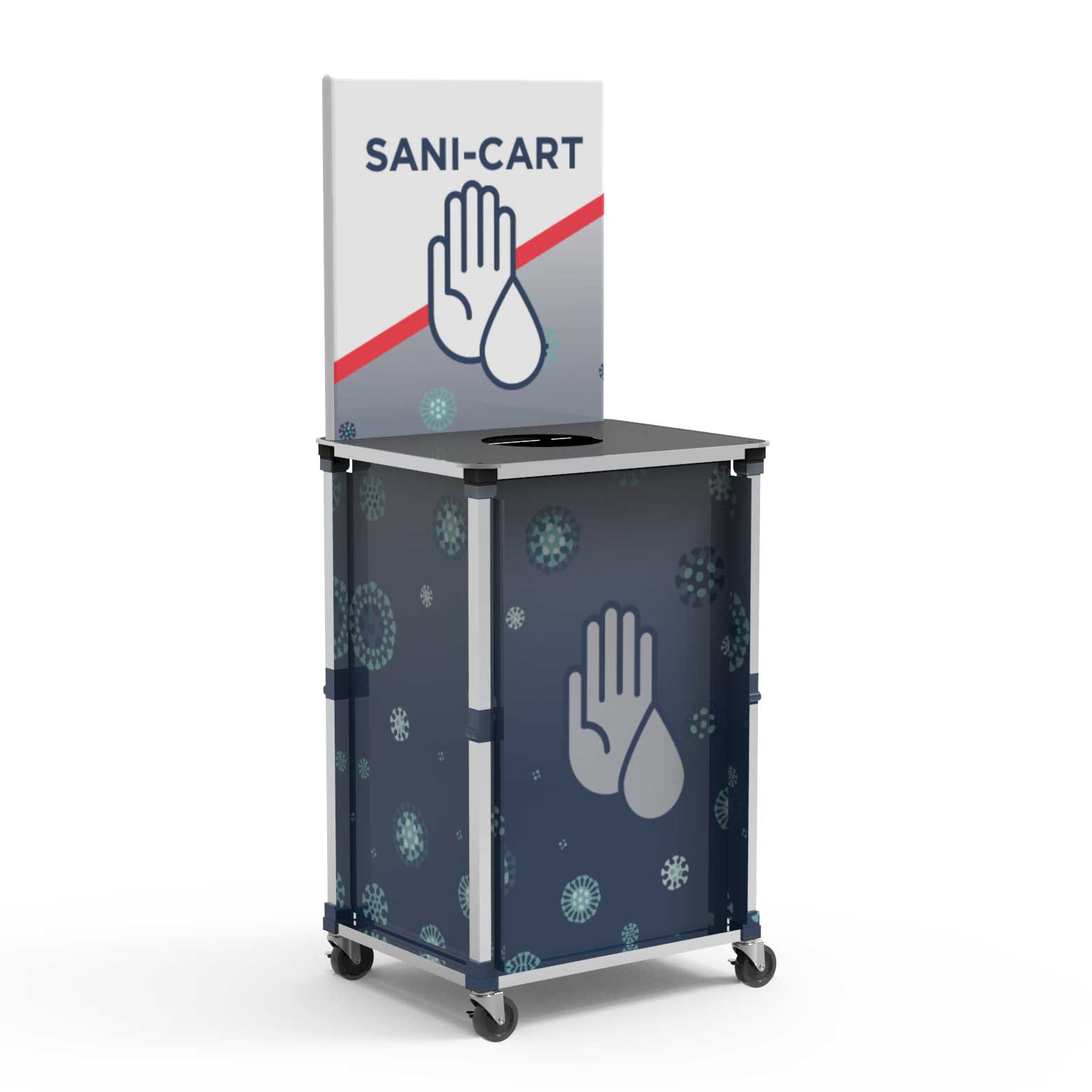 Sanitizer Station with Trash Disposal, 2x5-ft | Pop Up Sani-Cart Mini ...