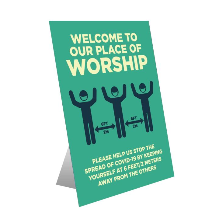 Church "Welcome" Social Distancing Table Top Sign | Plum Grove
