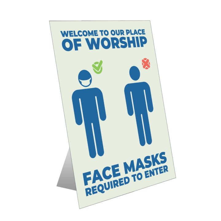 Church "Face Masks Required to Enter" Table Top Sign | Plum Grove